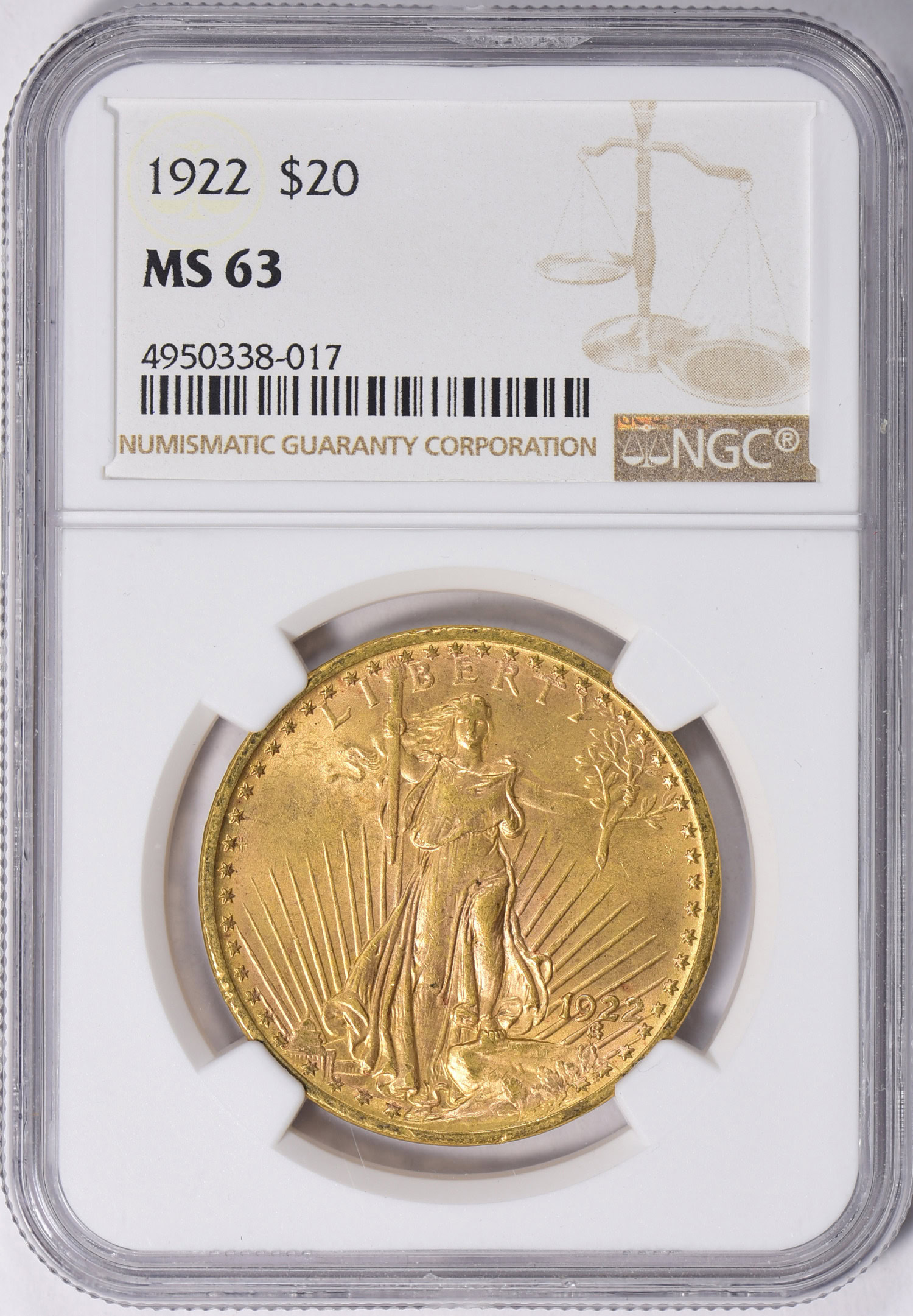 1922 Saint-Gaudens Gold Double Eagle NGC MS-63 (Item 1794375) | GreatCollections Coin Auctions