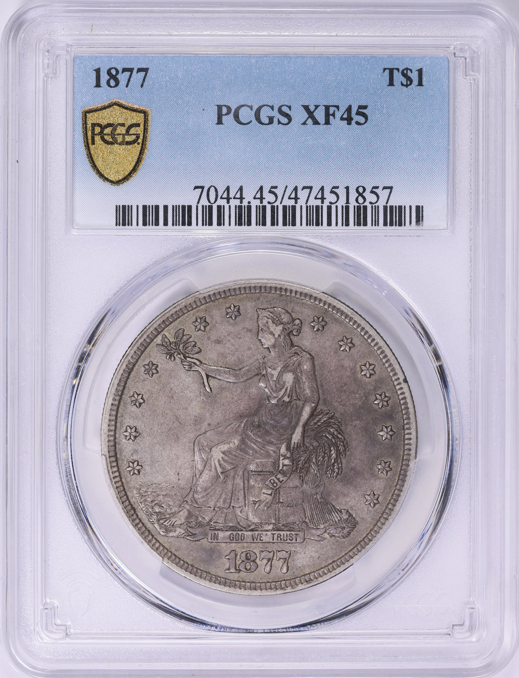 1877 Trade Silver Dollar PCGS XF-45 (Item 1794389) | GreatCollections Coin Auctions
