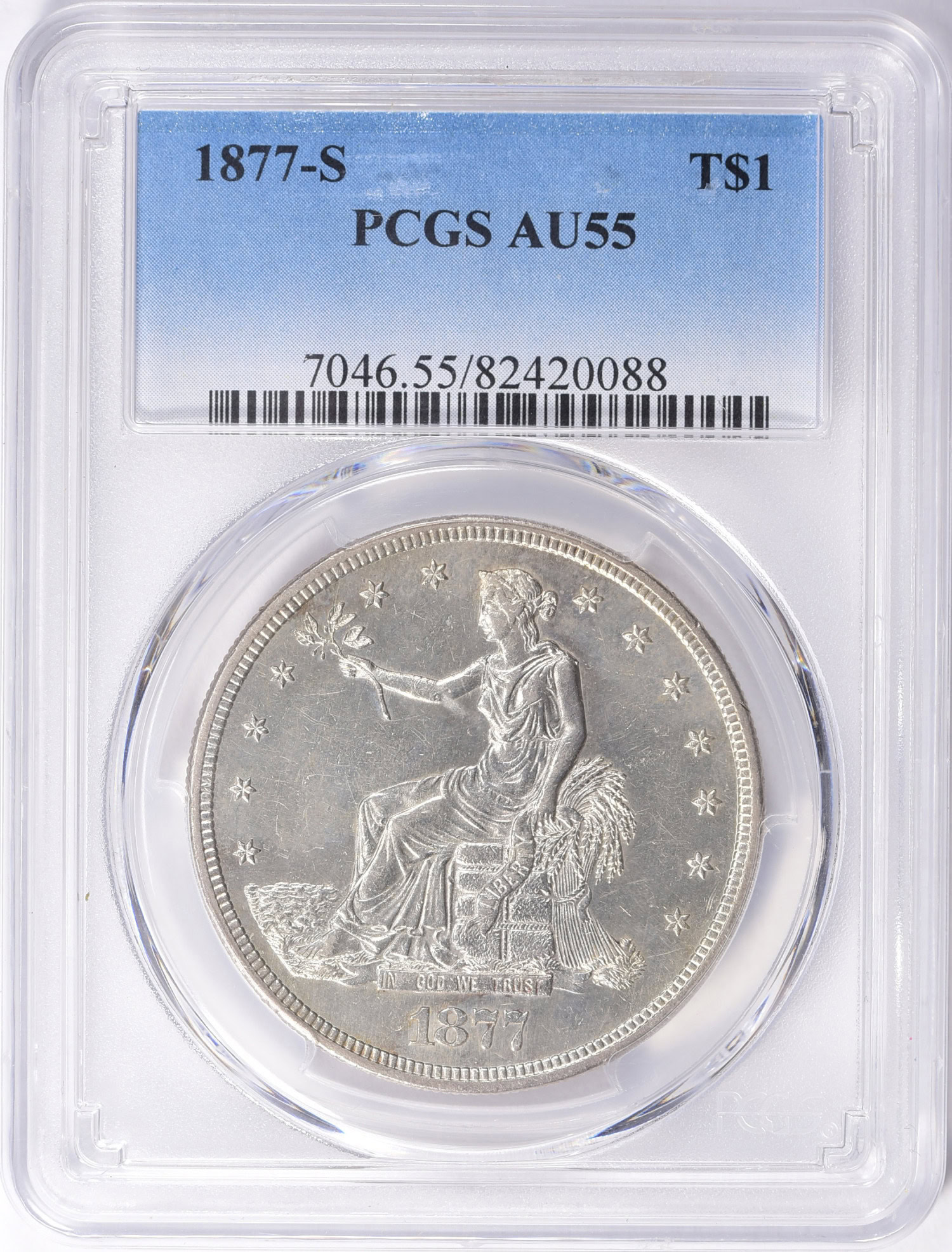 1877-S Trade Silver Dollar PCGS AU-55 (Item 1794390) | GreatCollections Coin Auctions