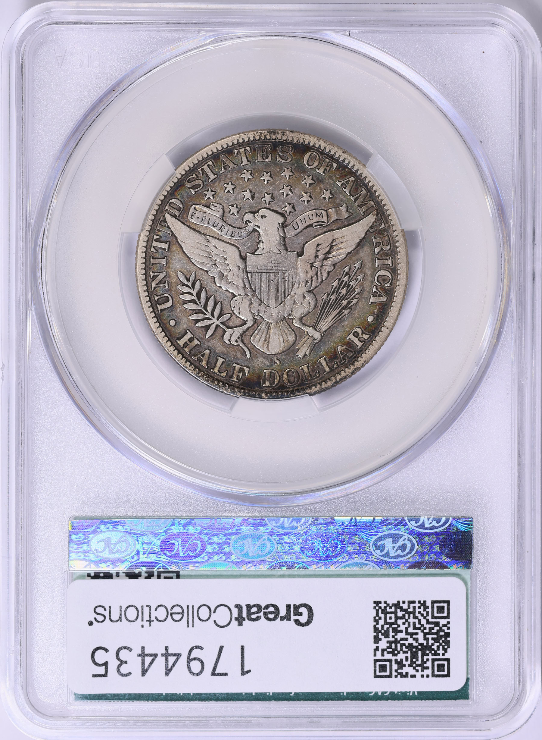 1892-S Barber Half Dollar CACG VF-25 (Toned) (Item 1794435) | GreatCollections Coin Auctions