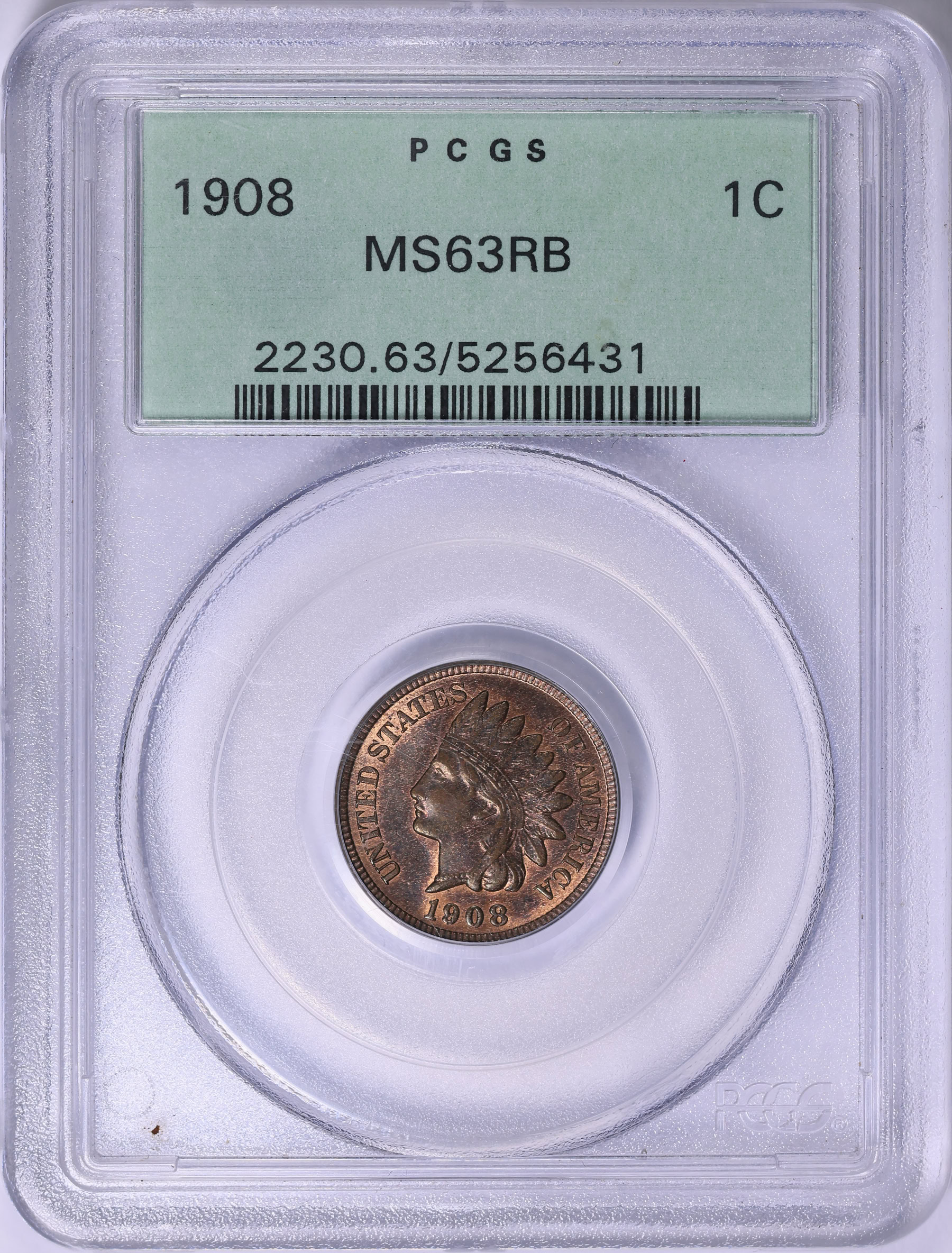 1908 Indian Cent PCGS MS-63 RB OGH (Item 1794439) | GreatCollections Coin Auctions