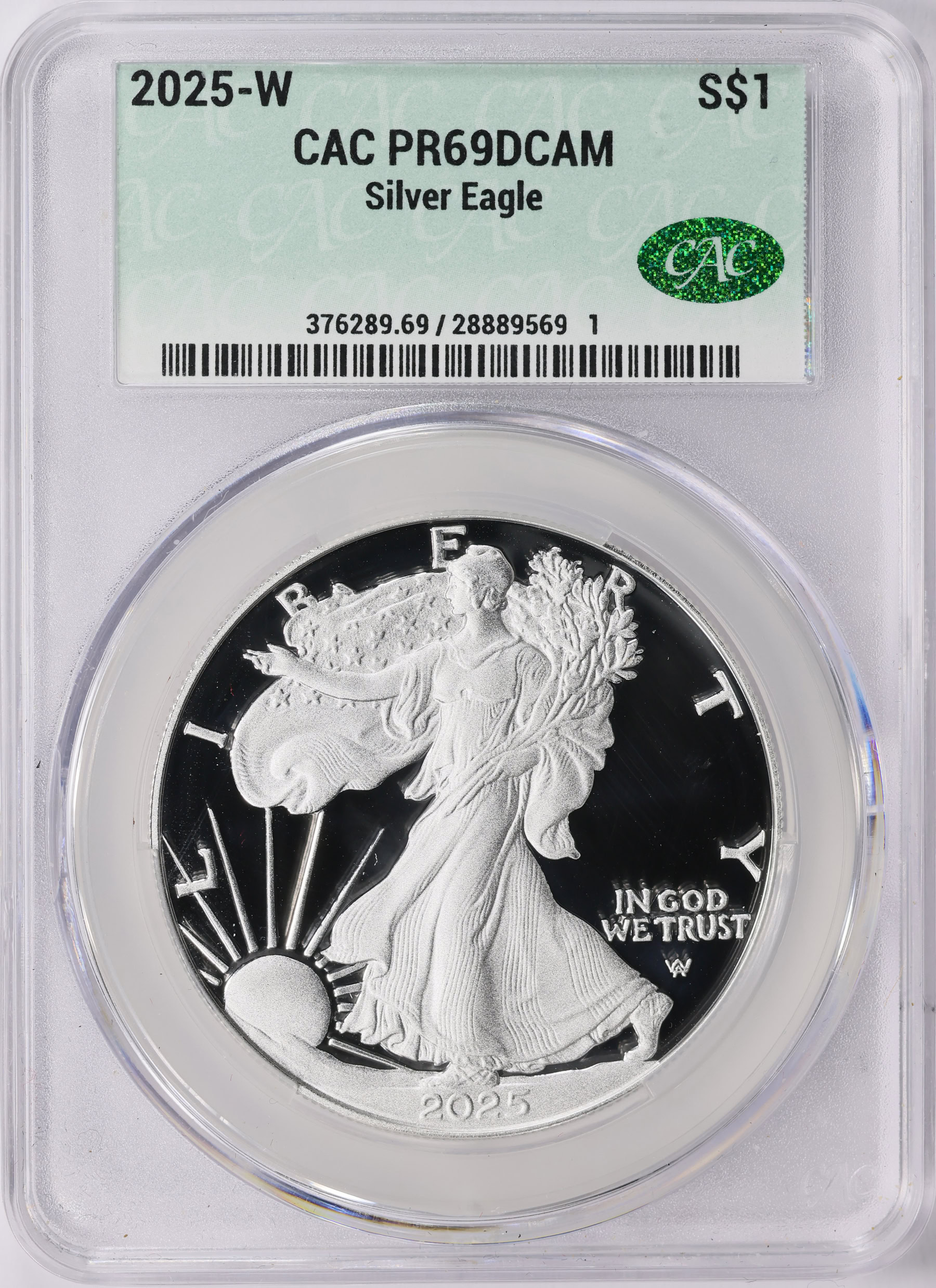 2025-W $1 Silver Eagle CACG Proof-69 DCAM | CACG Cert #028889569 ...