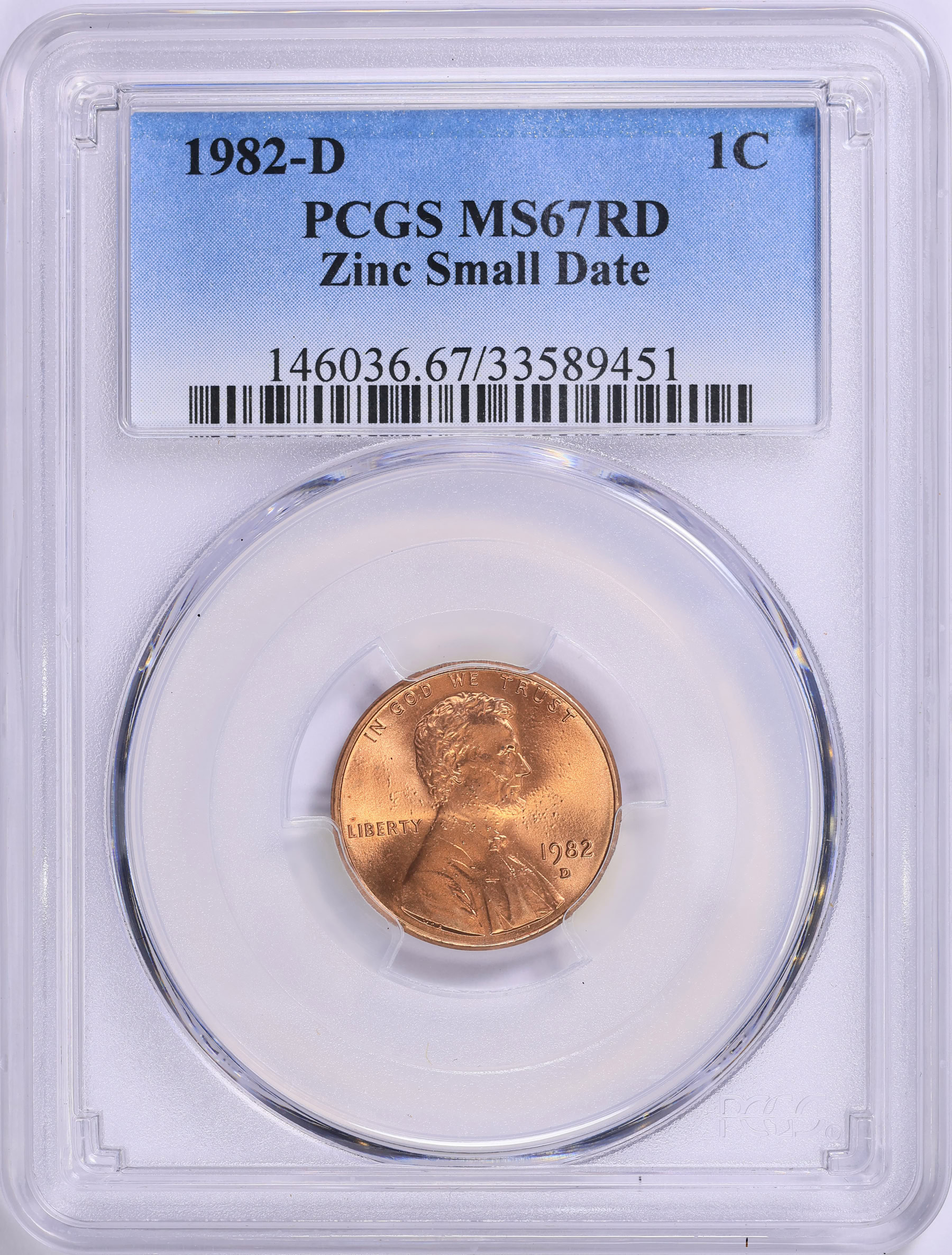 1982-D Lincoln Cent Zinc Small Date PCGS MS-67 RD (Item 1794526 ...