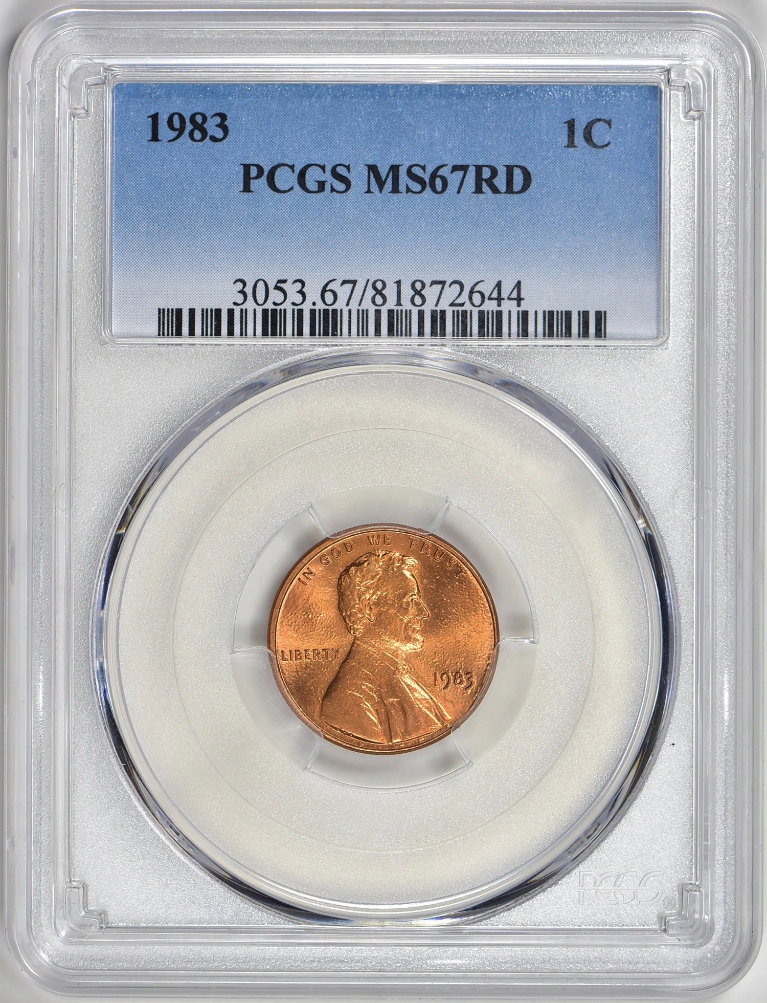 1983 Lincoln Cent PCGS MS-67 RD (Item 1794527) | GreatCollections Coin ...