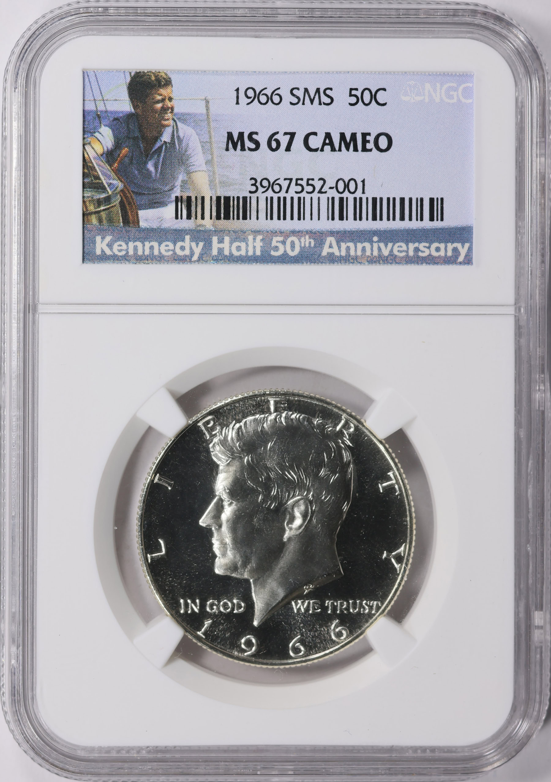 1966 Kennedy Half Dollar SMS NGC MS-67 CAMEO (Kennedy 50th Anniversary Label) (Item 1794573 ...