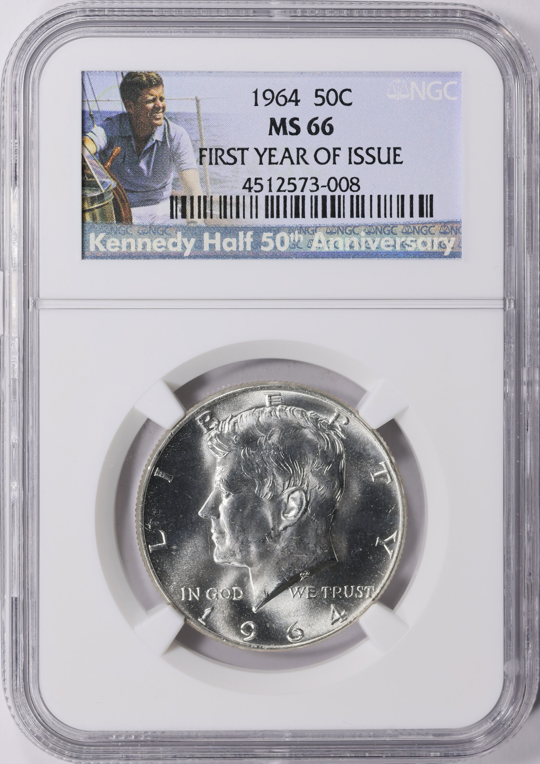 1964 Kennedy Half Dollar First Year of Issue NGC MS-66 (Kennedy 50th ...