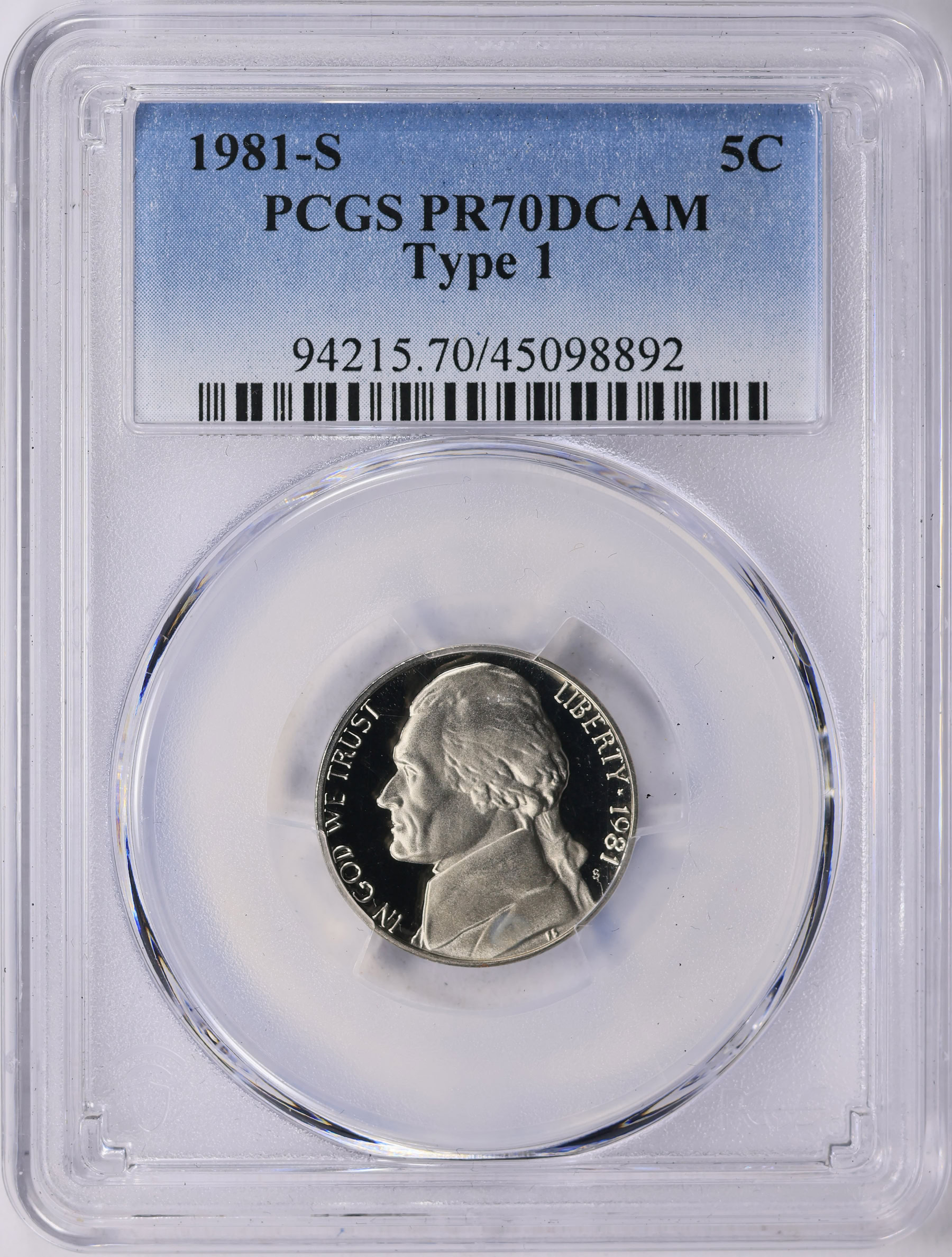 1981-S Jefferson Nickel Type 1 PCGS Proof-70 DCAM (Item 1794596 ...