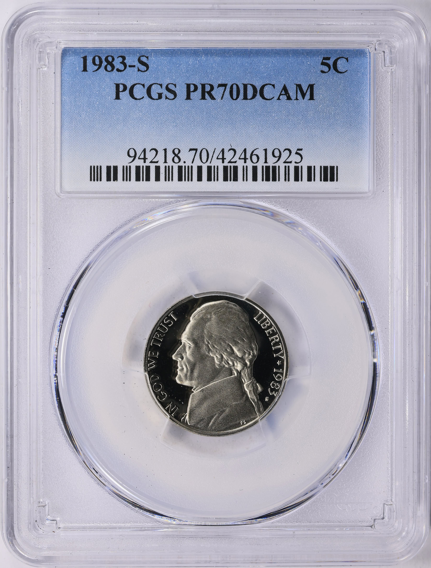 1983-S Jefferson Nickel PCGS Proof-70 DCAM (Item 1794600) | GreatCollections Coin Auctions