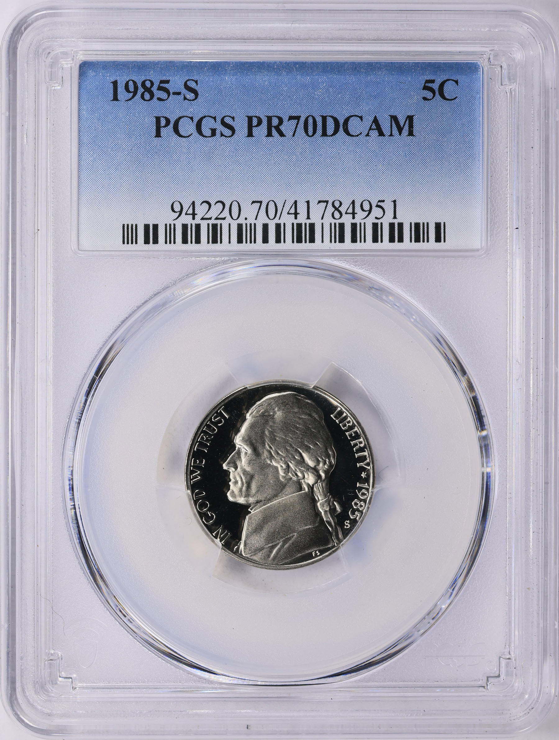 1985-S Jefferson Nickel PCGS Proof-70 DCAM (Item 1794611 ...