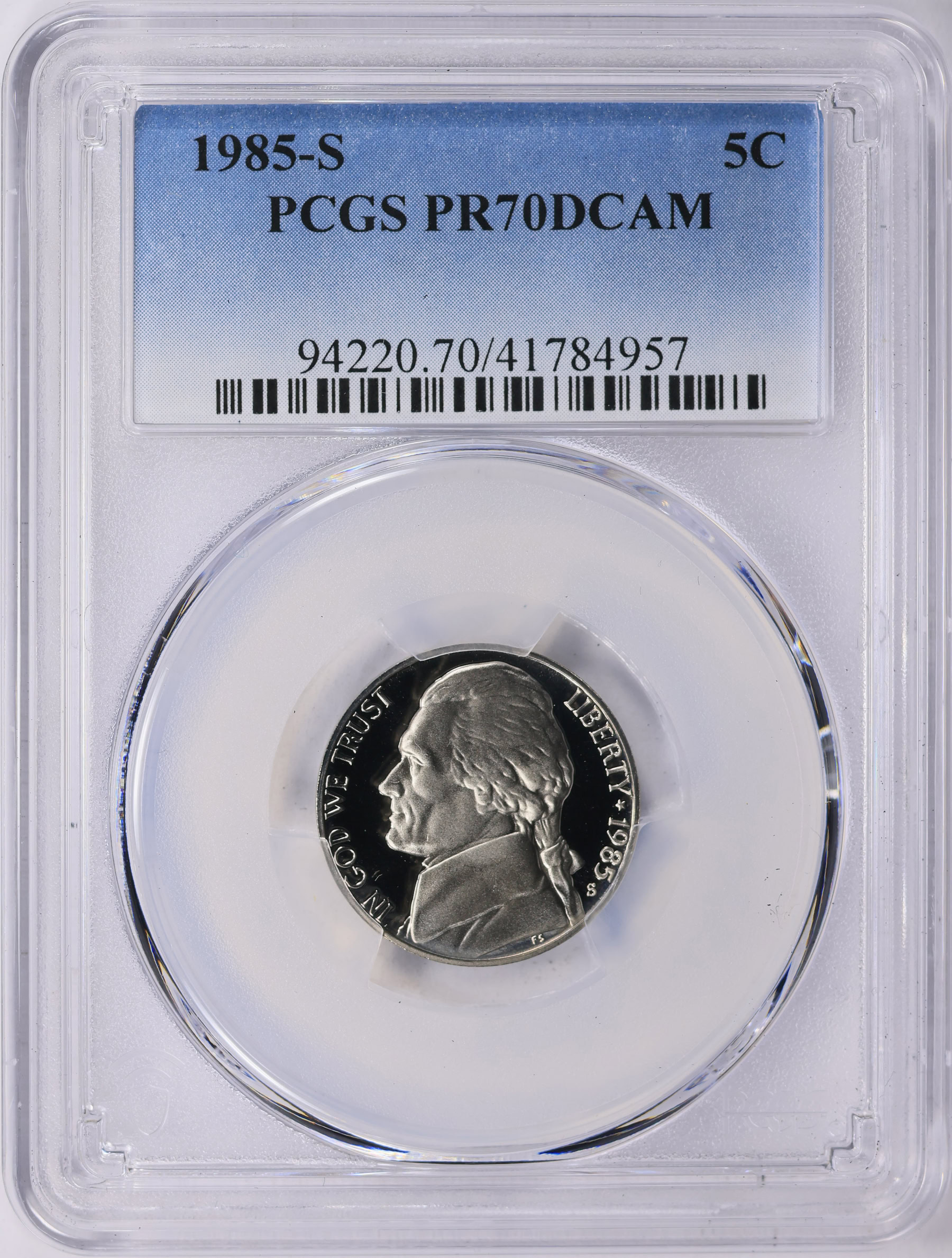 1985-S Jefferson Nickel PCGS Proof-70 DCAM (Item 1794613 ...