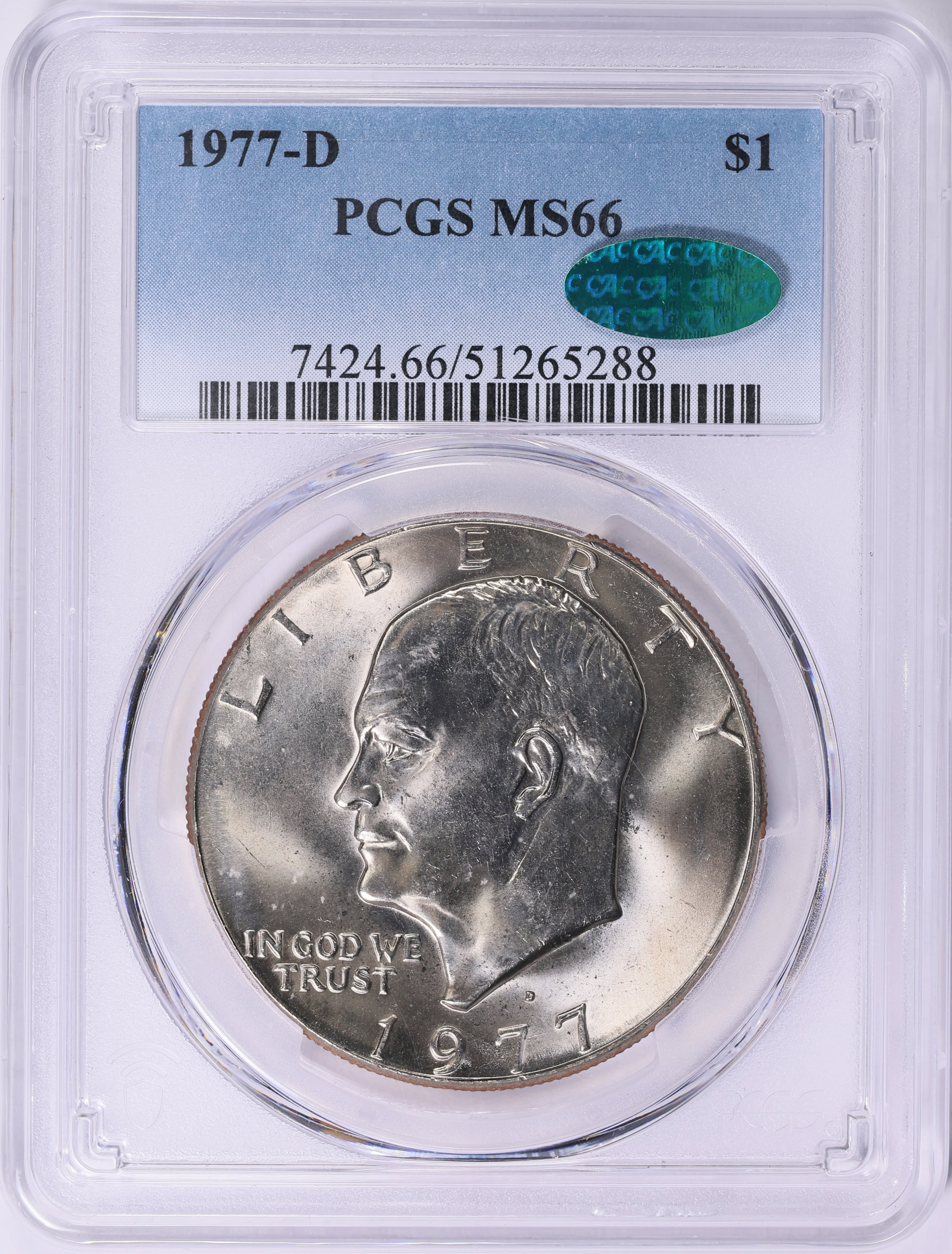 1977-D Eisenhower Dollar PCGS MS-66 (CAC Green) (Item 1794675 ...