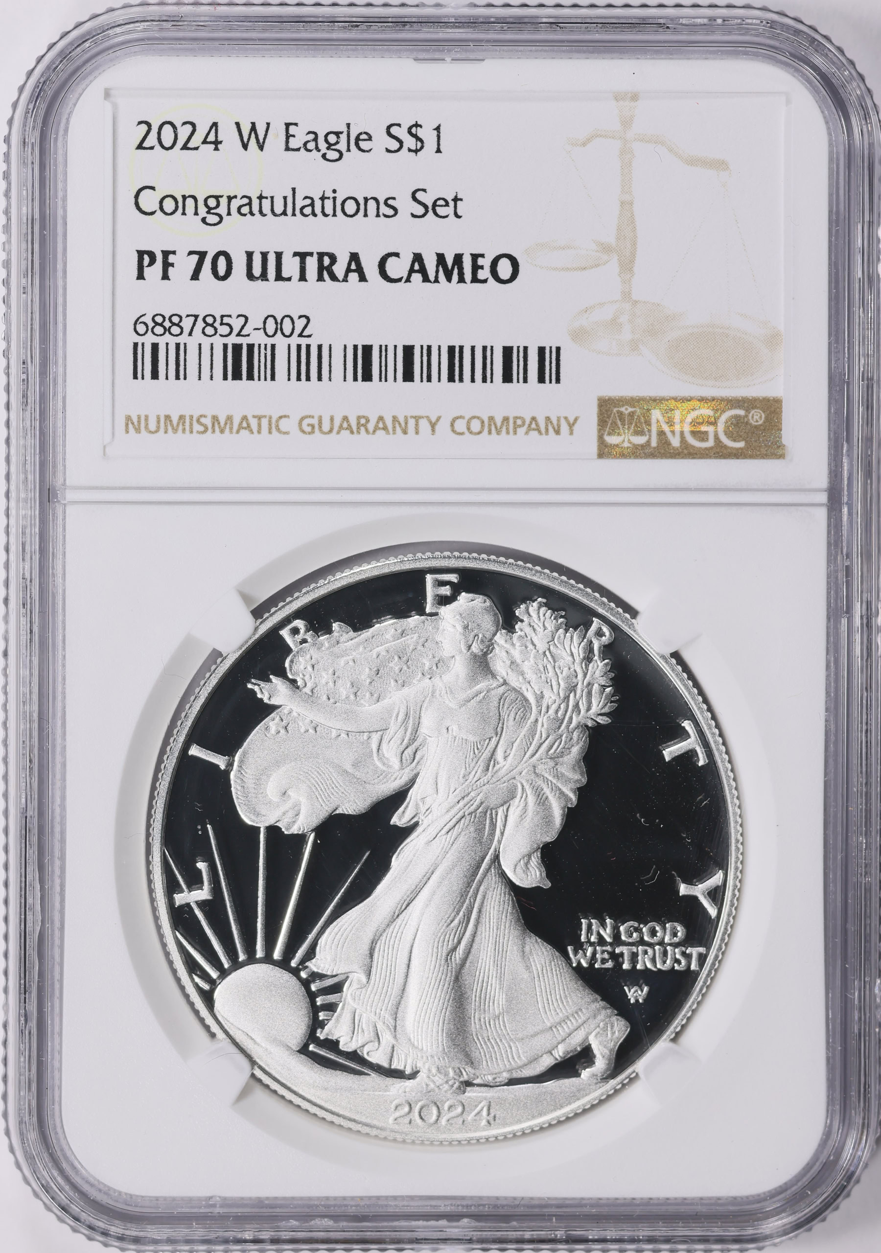 2024-W $1 Silver Eagle (From the Congratulations Set) NGC Proof-70 UC | NGC Cert #6887852-002 ...