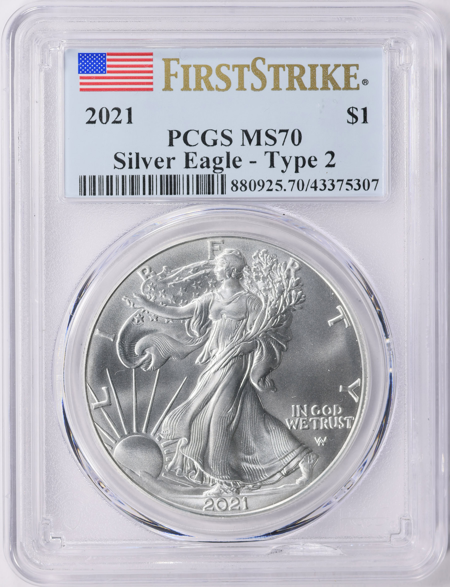 2021 $1 Silver Eagle Type 2 First Strike PCGS MS-70 (Item 1794746) | GreatCollections Coin Auctions