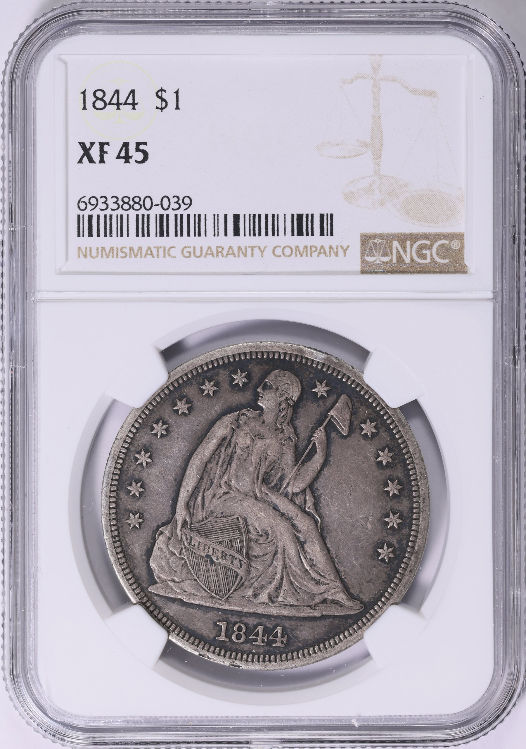 1844 Seated Liberty Silver Dollar NGC XF-45 (Item 1794791) | GreatCollections Coin Auctions