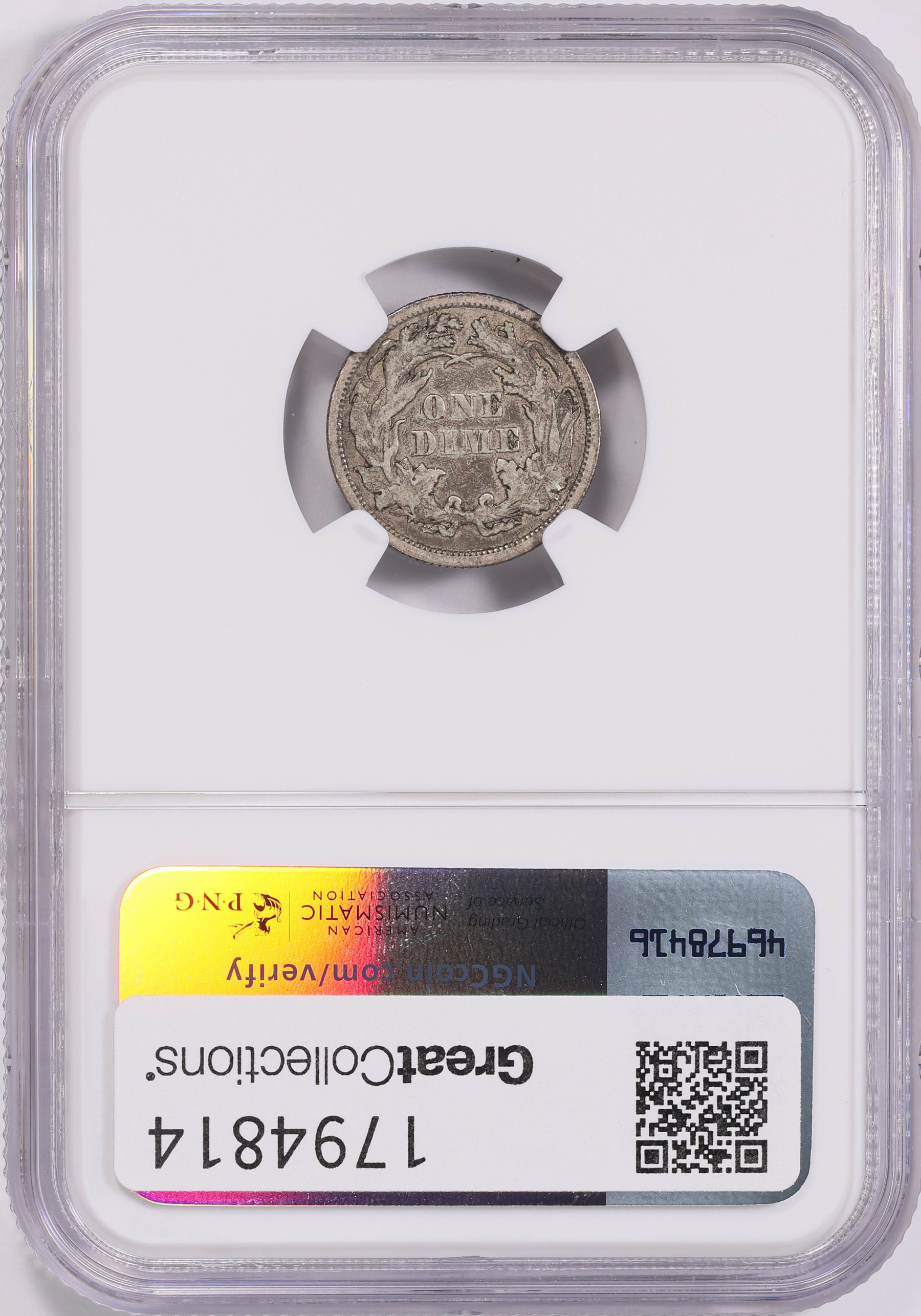 1862 Seated Liberty Dime NGC VF-35 (Item 1794814) | GreatCollections Coin Auctions