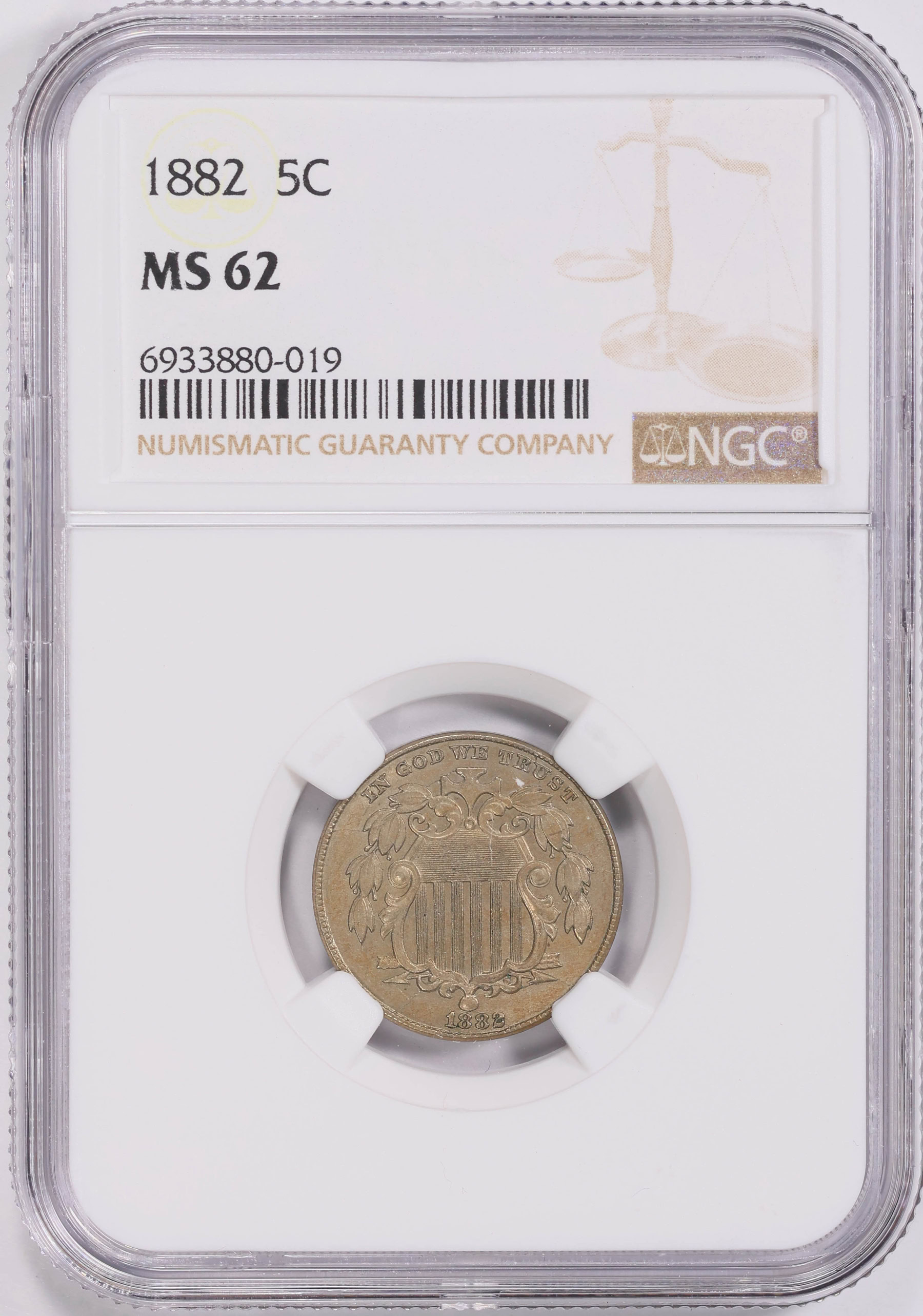 1882 Shield Nickel NGC MS-62 (Item 1794896) | GreatCollections Coin ...