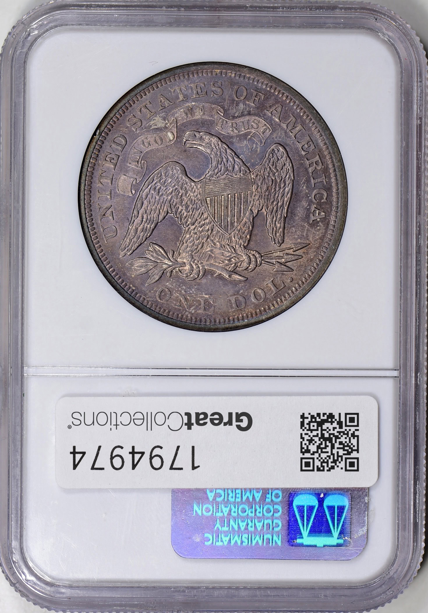 1872 Seated Liberty Silver Dollar NGC MS-64 (Toned) (Item 1794974) | GreatCollections Coin Auctions
