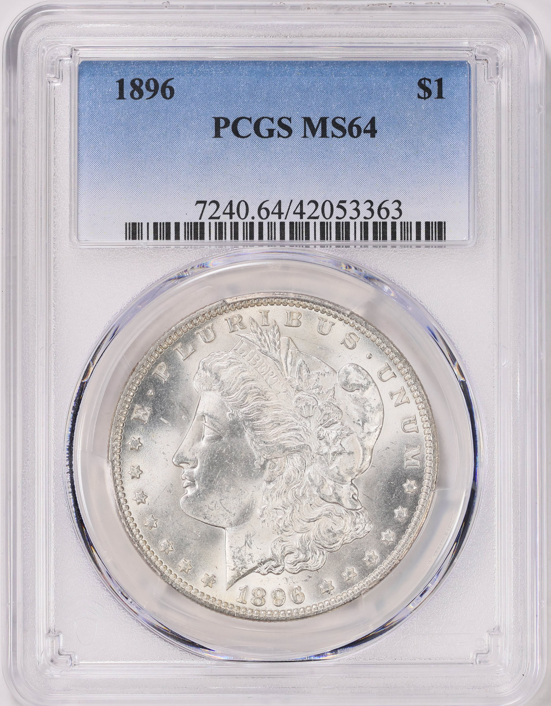 1896 Morgan Silver Dollar PCGS MS-64 (Item 1794976) | GreatCollections ...
