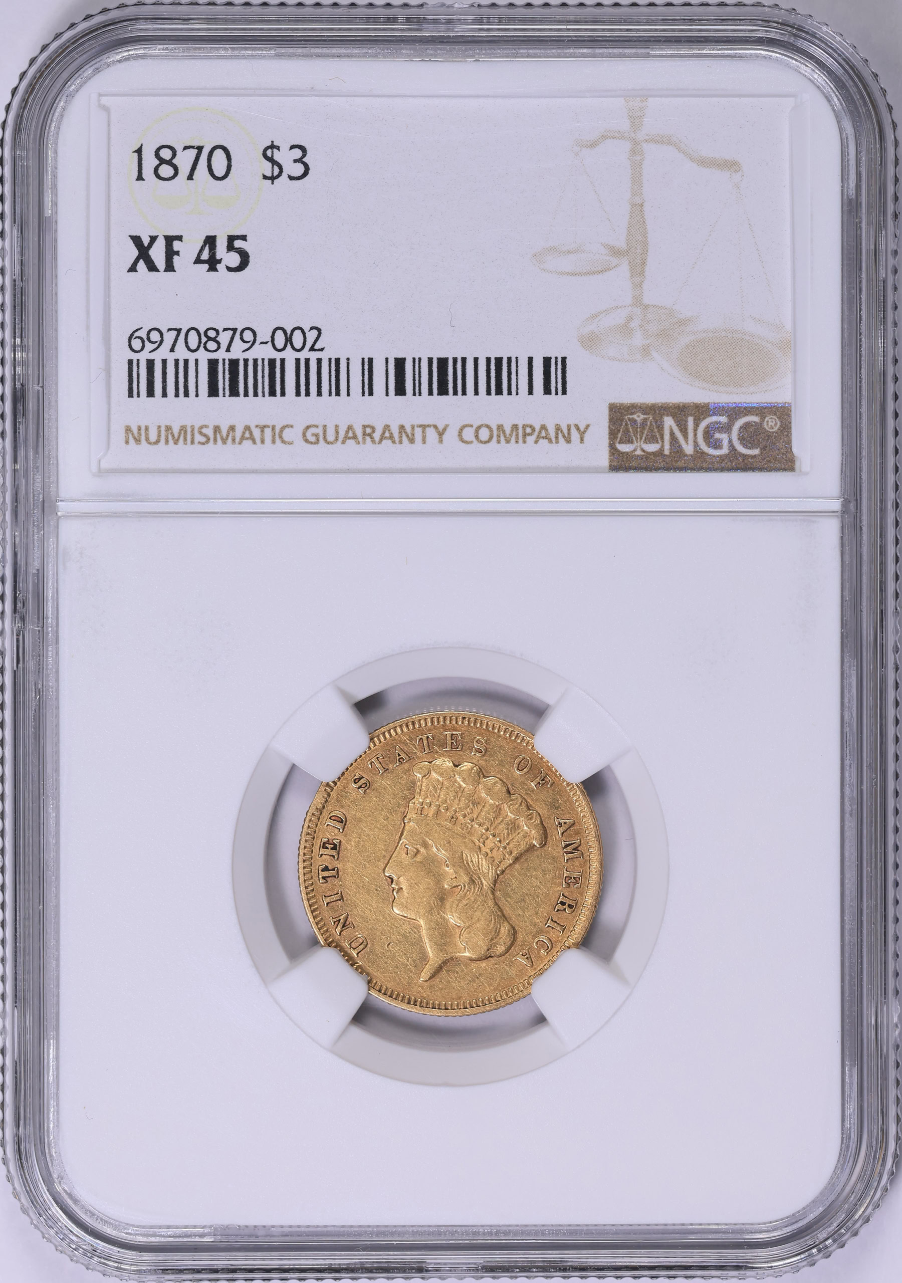 1870 Three-Dollar Gold Piece NGC XF-45 (Item 1795001 ...