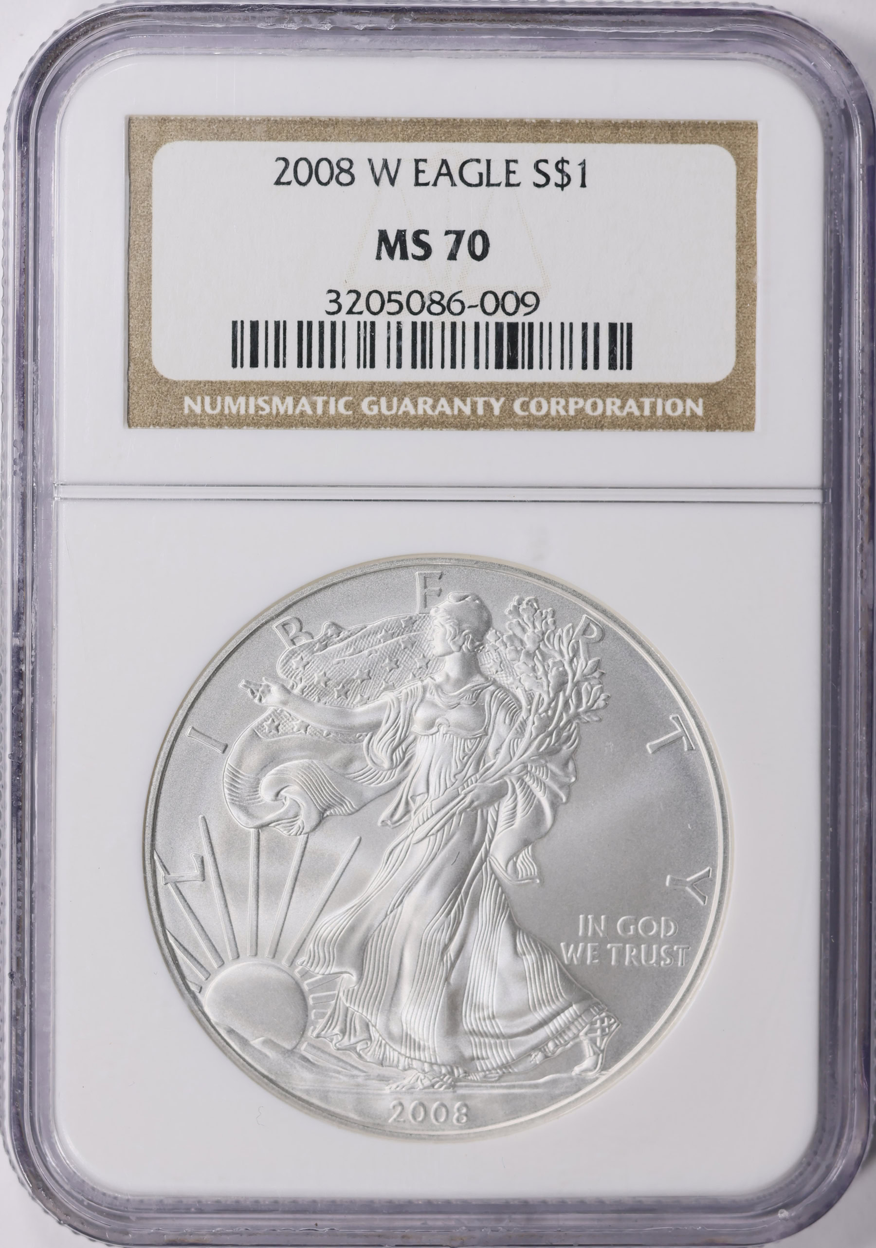 2008-W $1 Silver Eagle Burnished NGC MS-70 (Item 1795021) | GreatCollections Coin Auctions