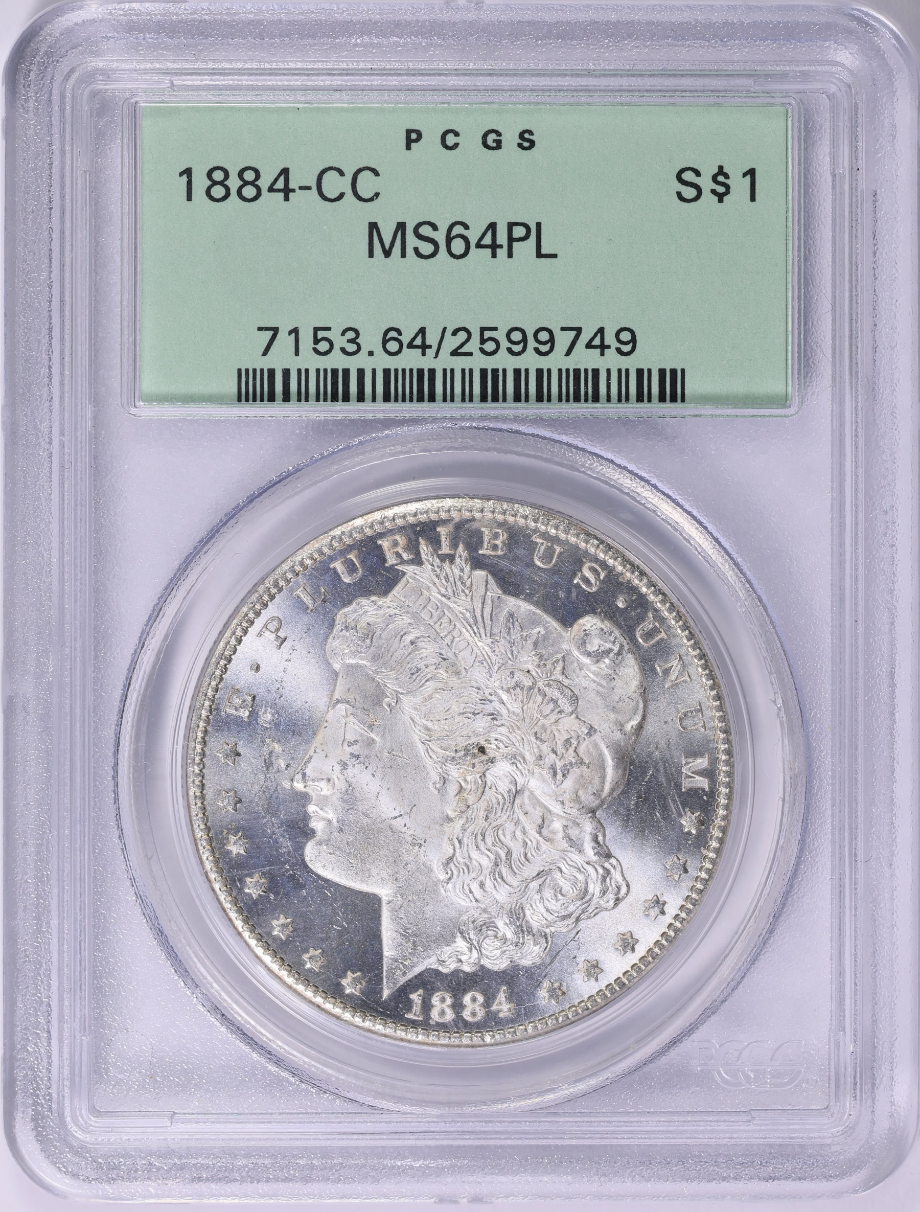 1884-CC Morgan Silver Dollar PCGS MS-64 PL OGH (Item 1795035) | GreatCollections Coin Auctions