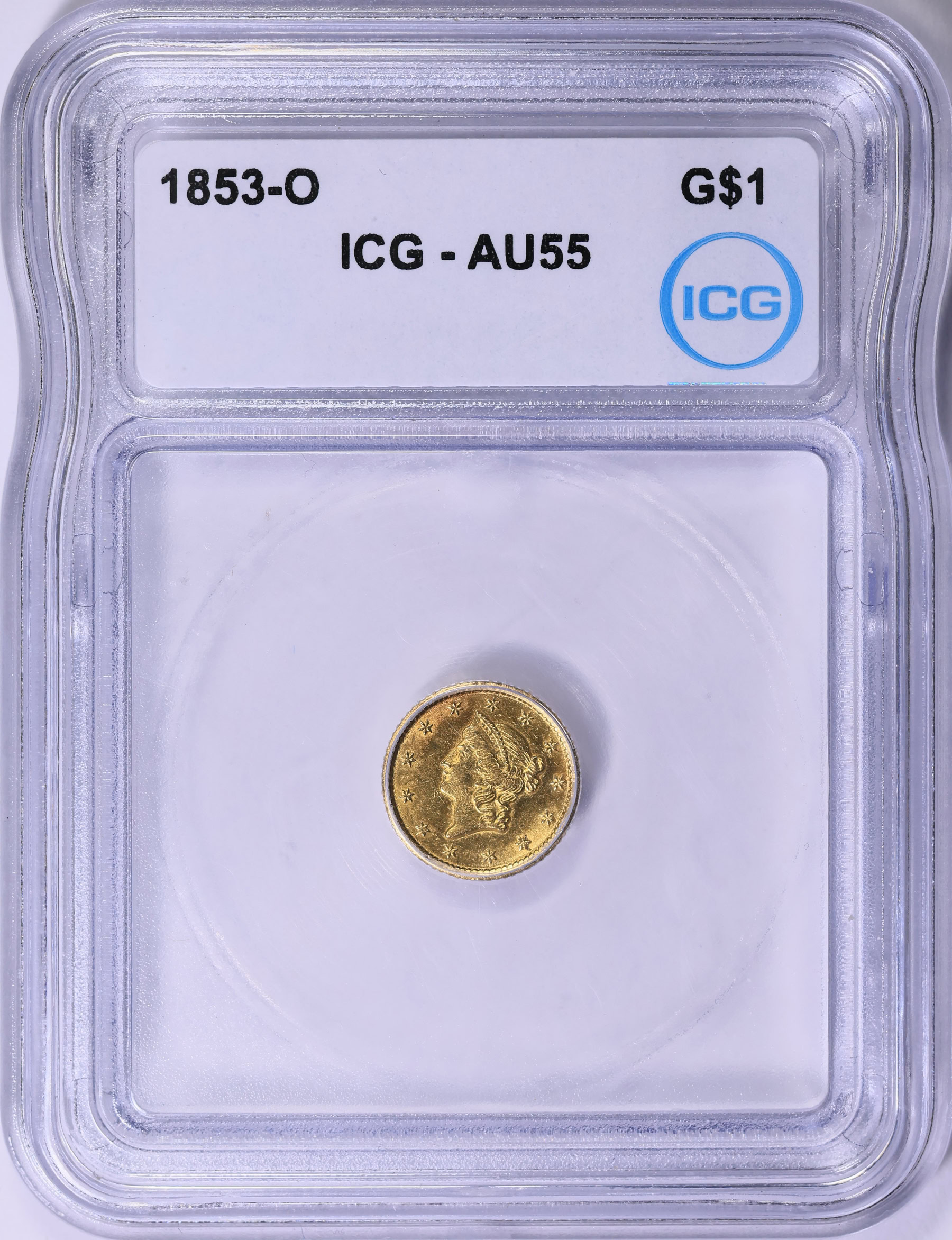 1853-O Liberty Gold Dollar ICG AU-55 (Item 1795094) | GreatCollections ...
