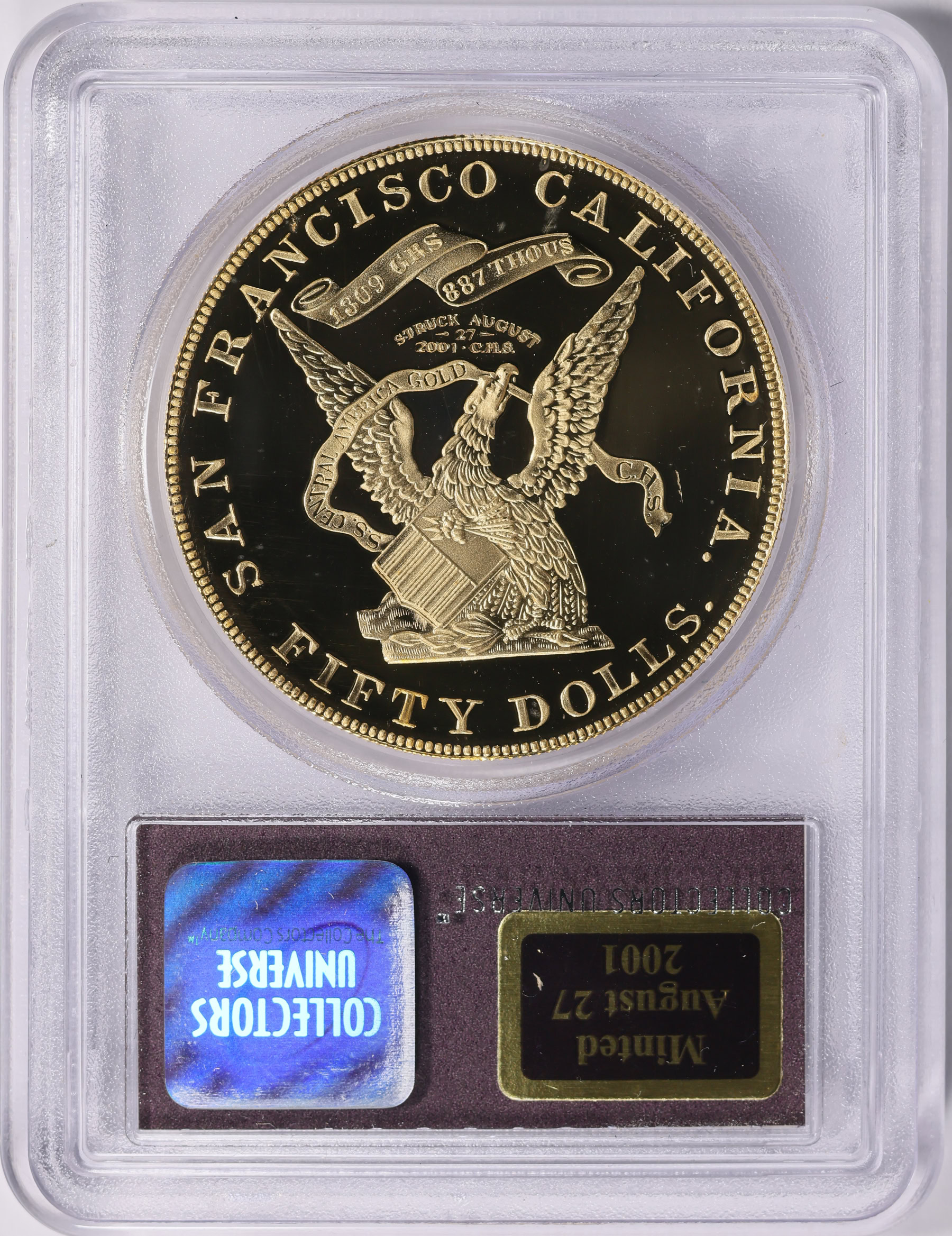 1855 Kellogg Gold $50 Commemorative Restrike Shipwreck S.S. Central ...