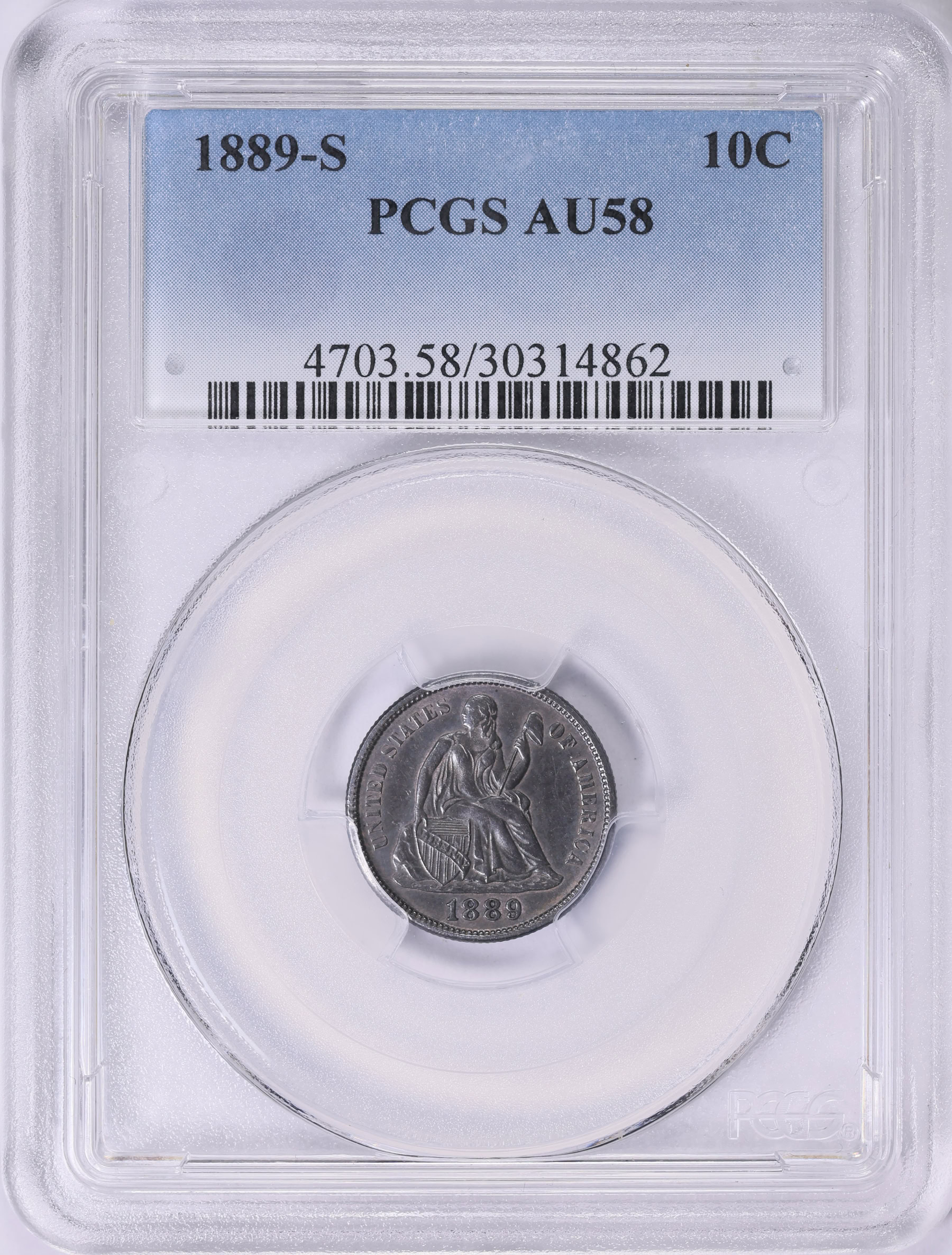 1889-S Seated Liberty Dime PCGS AU-58 (Item 1795145) | GreatCollections Coin Auctions