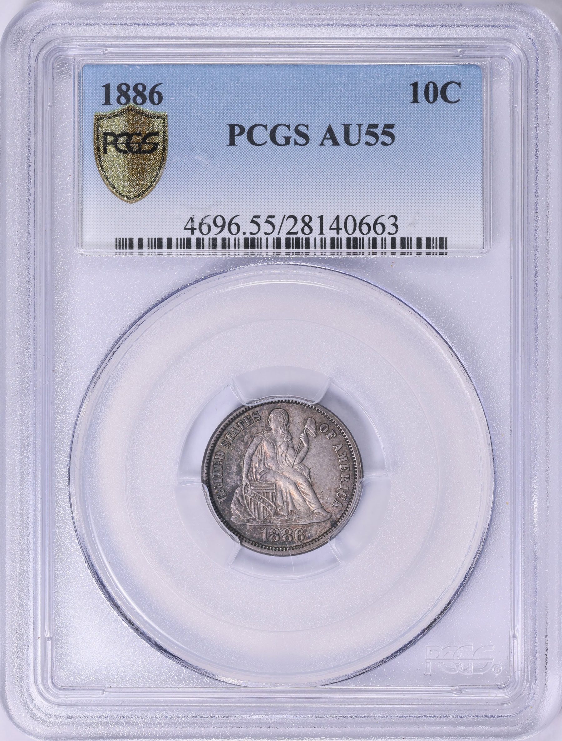 1886 Seated Liberty Dime PCGS AU-55 (Item 1795159) | GreatCollections Coin Auctions