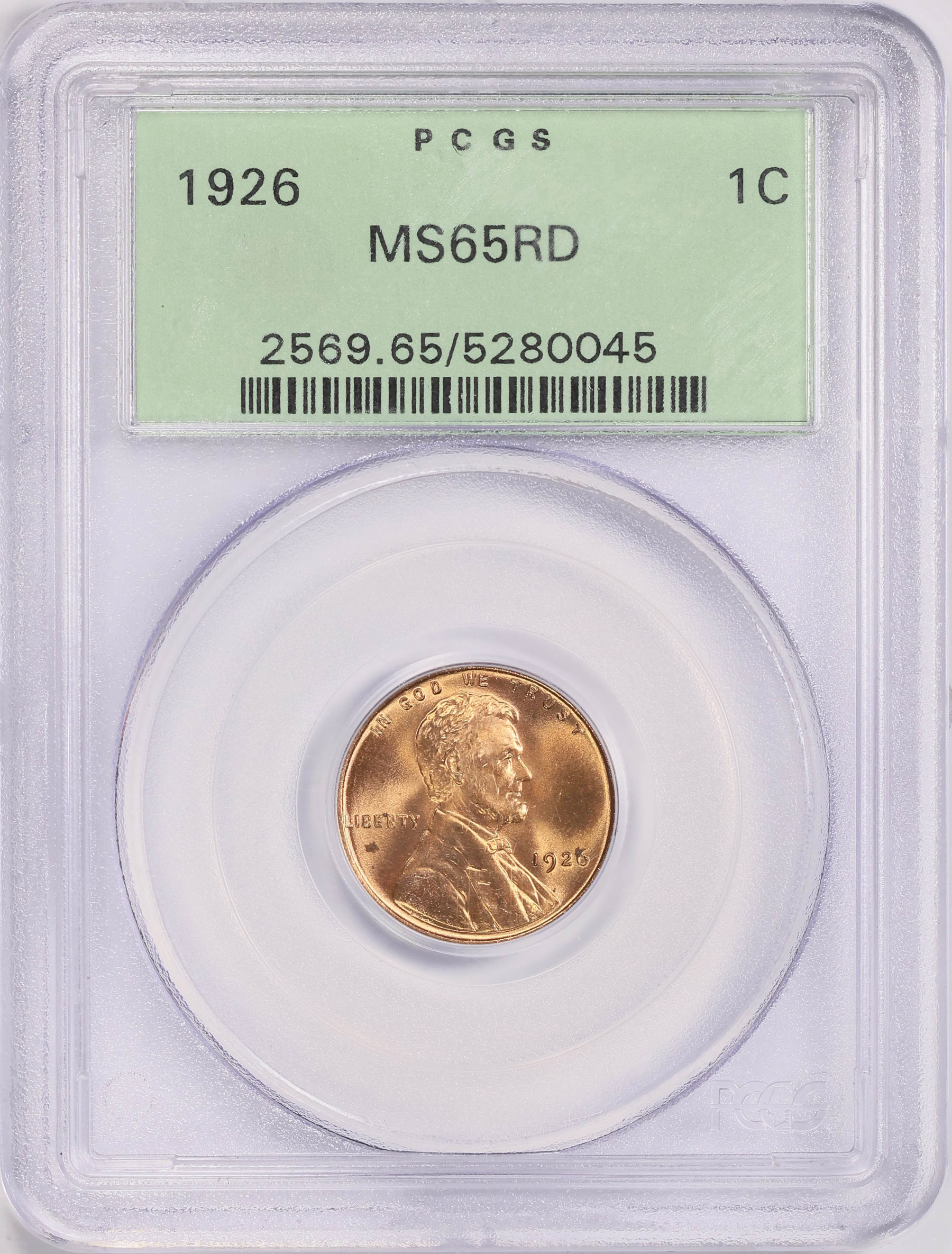 1926 Lincoln Cent PCGS MS-65 RD OGH (Item 1795209) | GreatCollections Coin Auctions