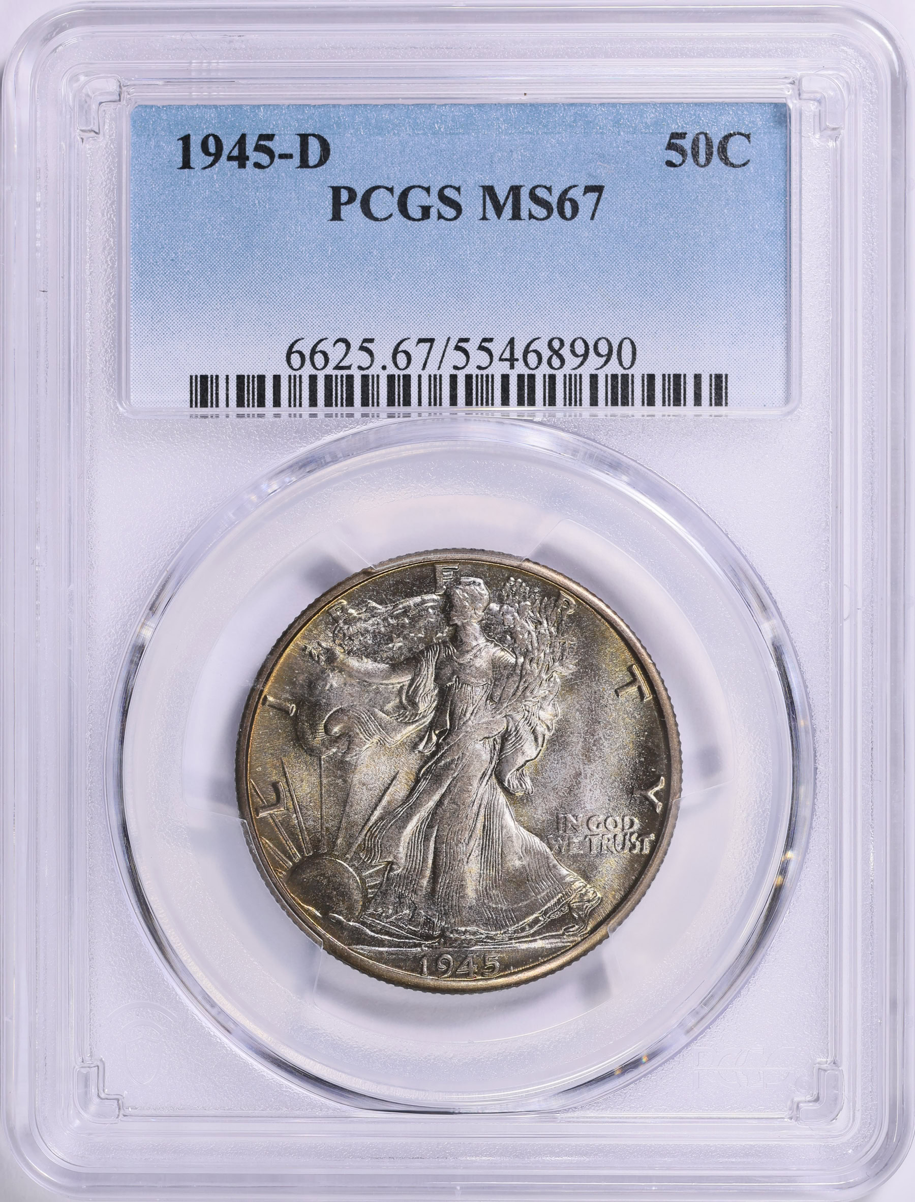 1945-D Walking Liberty Half Dollar PCGS MS-67 (Toned) (Item 1795244) | GreatCollections Coin ...