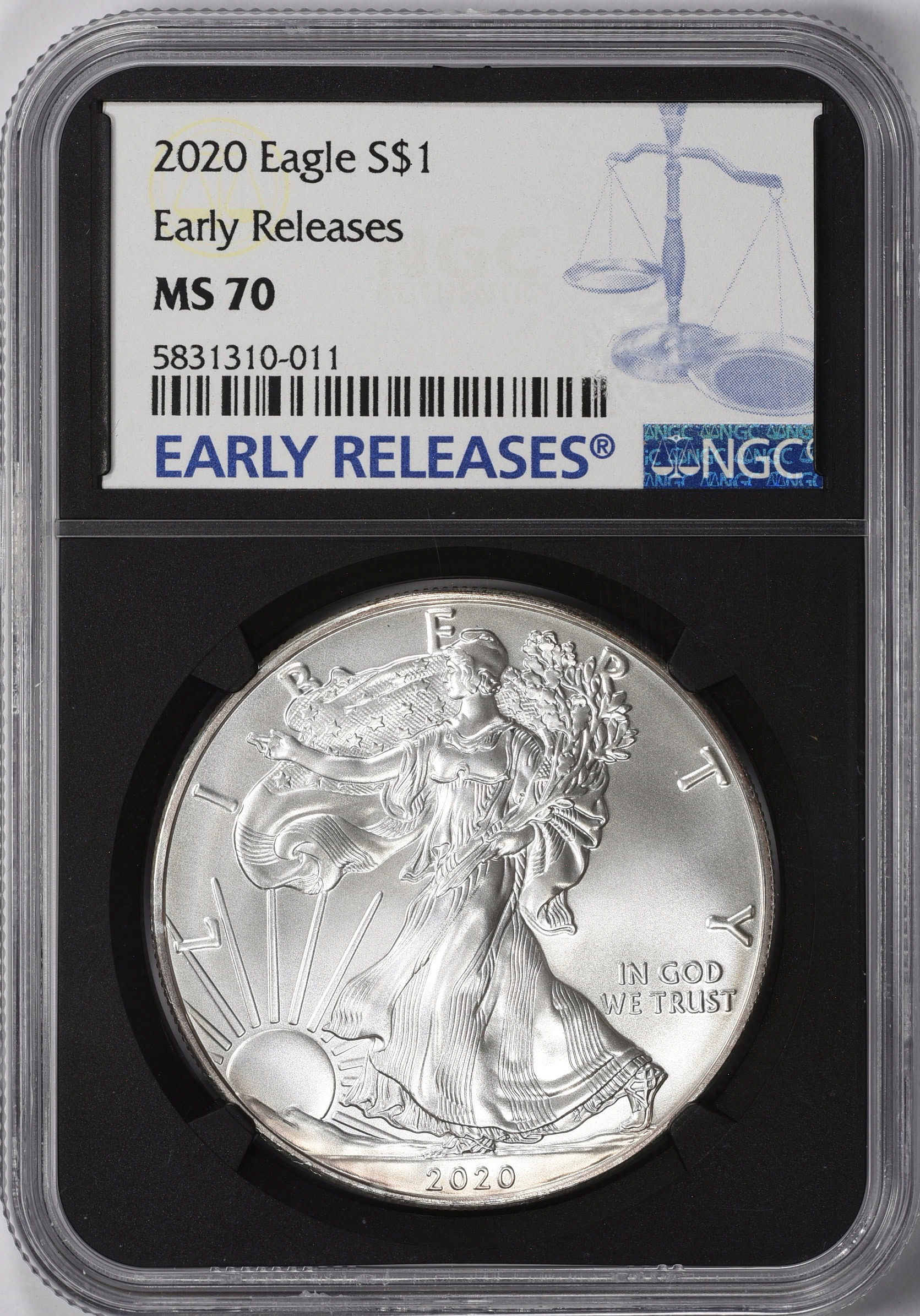2020 $1 Silver Eagle Early Releases NGC MS-70 (Black Retro Holder) (Item 1795371 ...