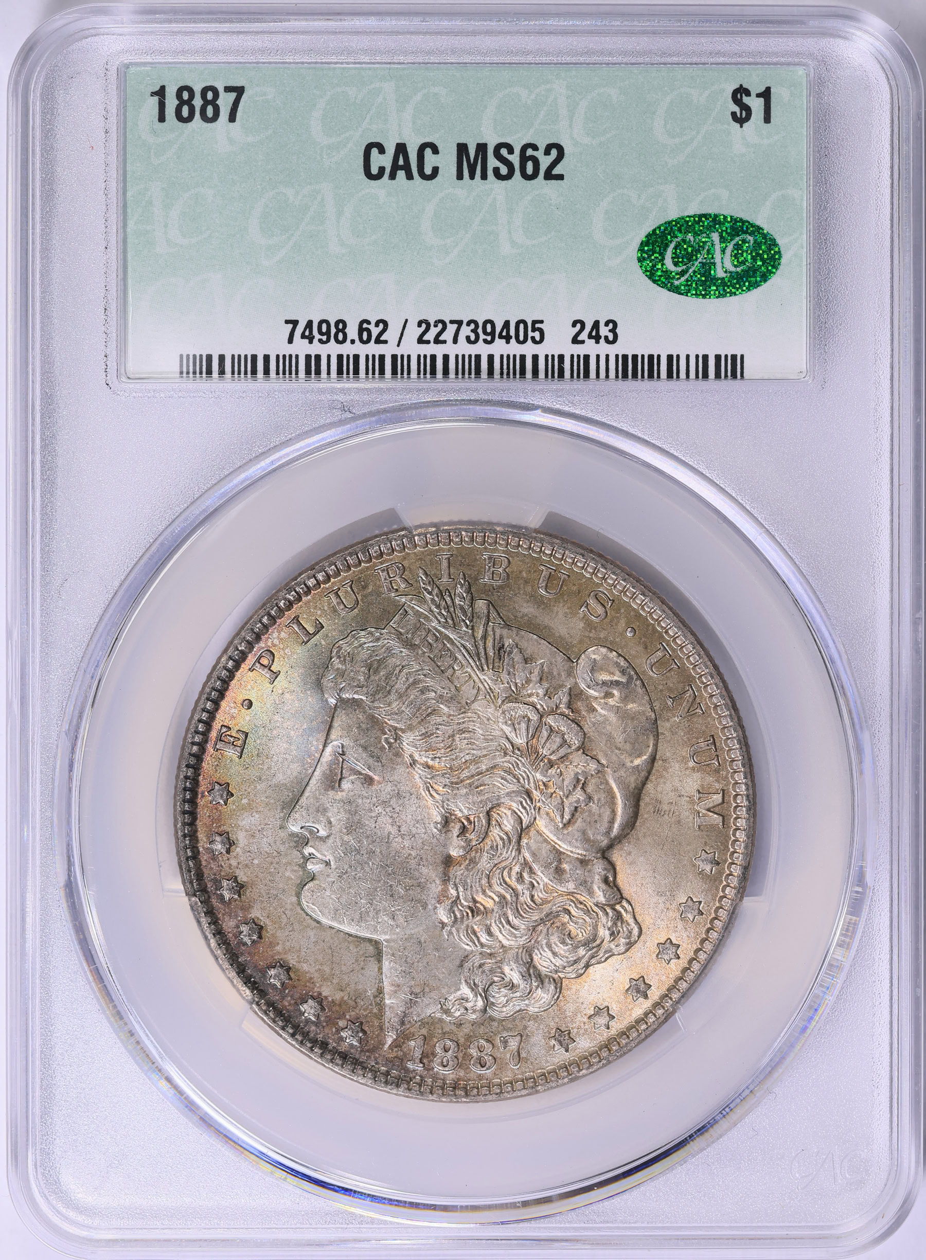 1887 Morgan Silver Dollar CACG MS-62 (Toned) (Item 1795426) | GreatCollections Coin Auctions