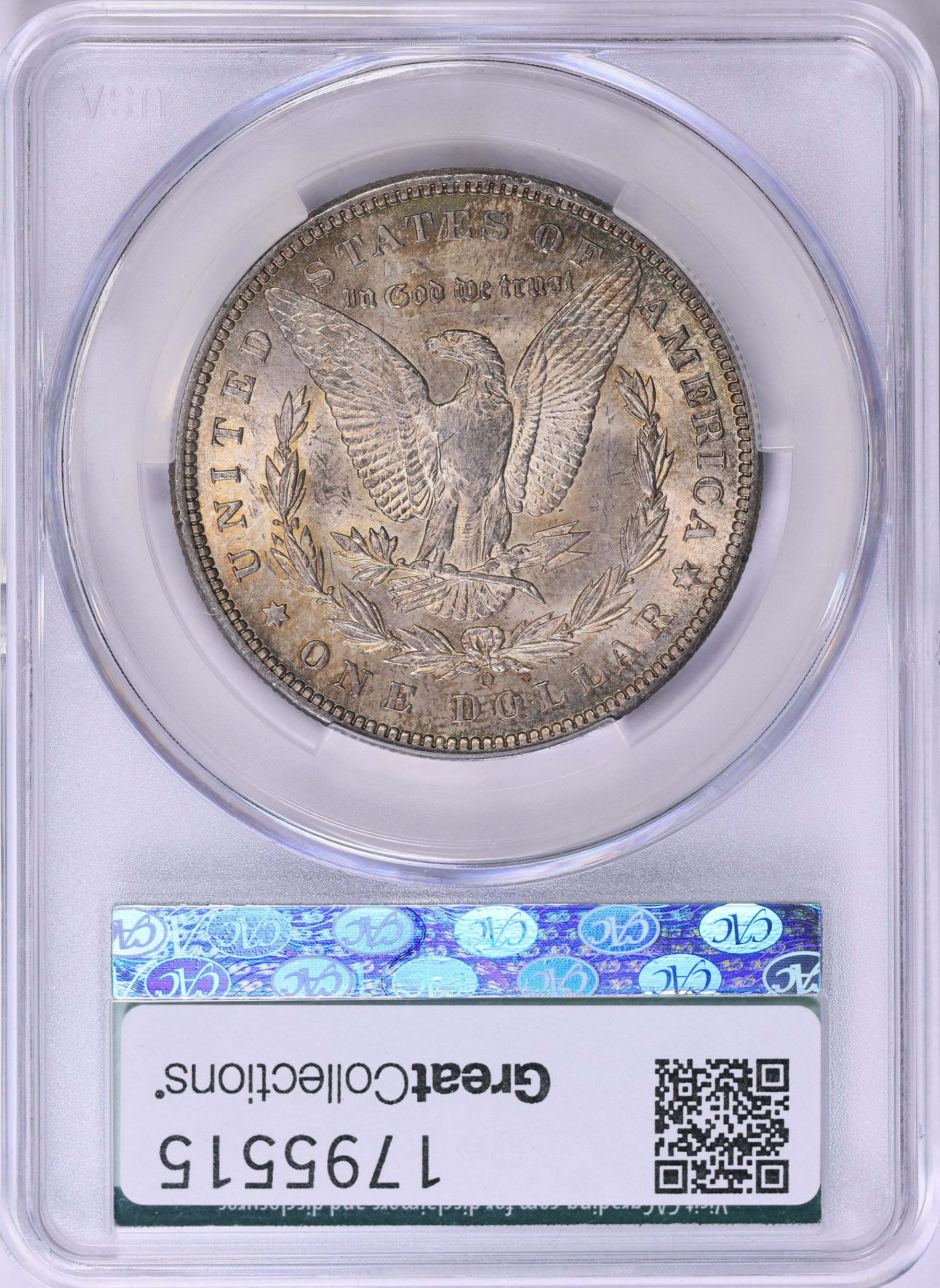 1898-O Morgan Silver Dollar CACG MS-63 (Toned) (Item 1795515) | GreatCollections Coin Auctions