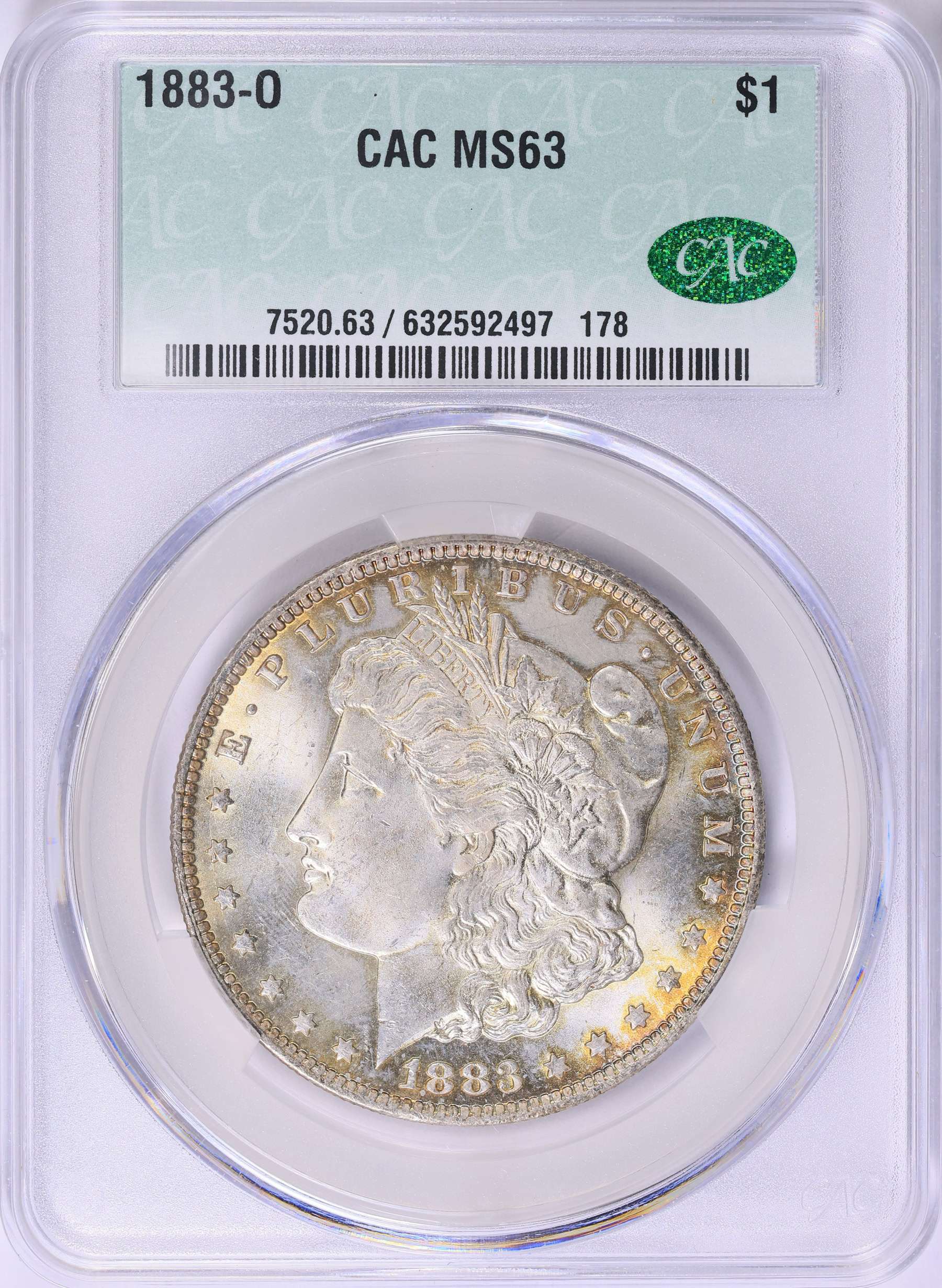 1883-O Morgan Silver Dollar CACG MS-63 (Toned) (Item 1795522) | GreatCollections Coin Auctions