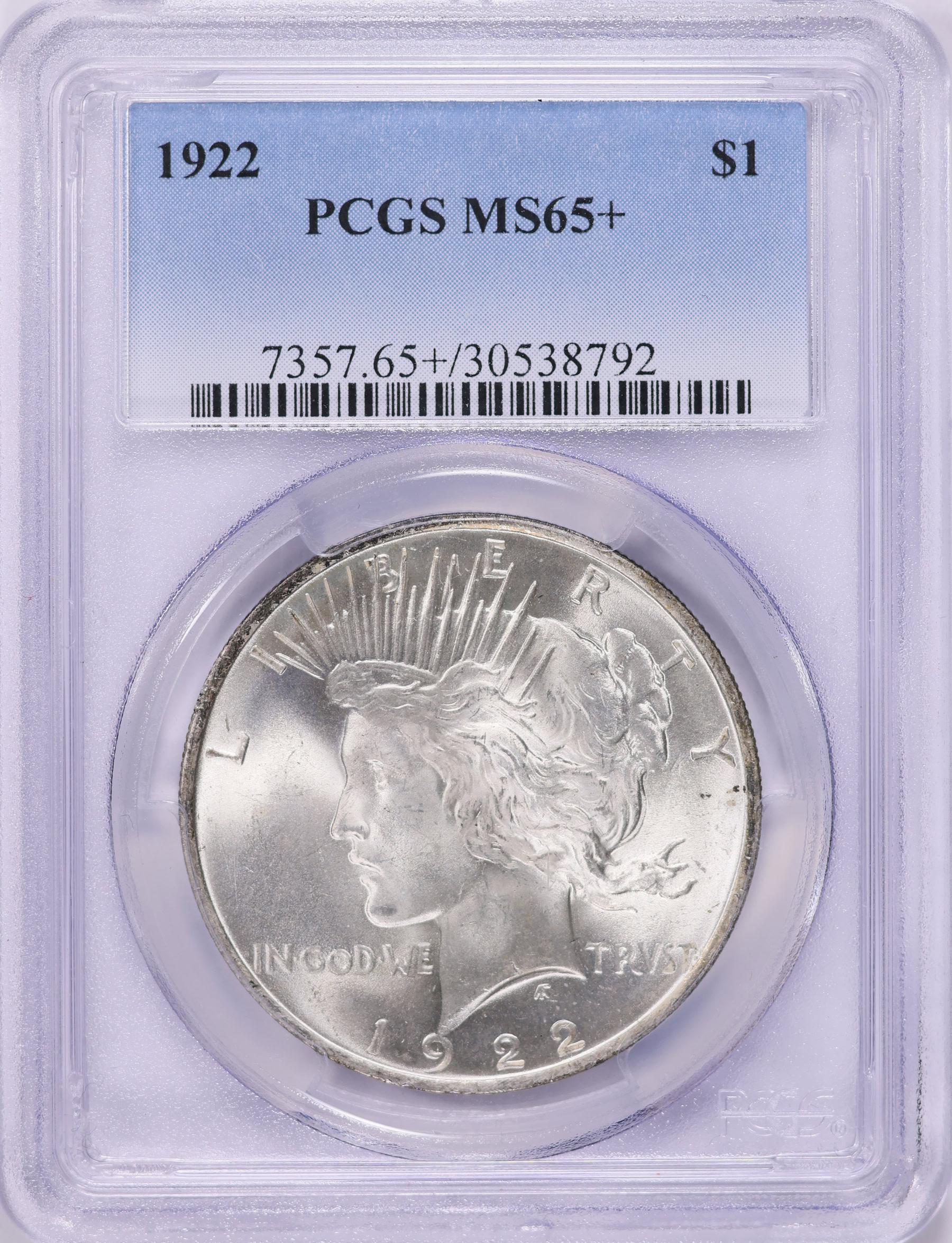 1922 Peace Silver Dollar PCGS MS-65+ (Item 1795624) | GreatCollections ...