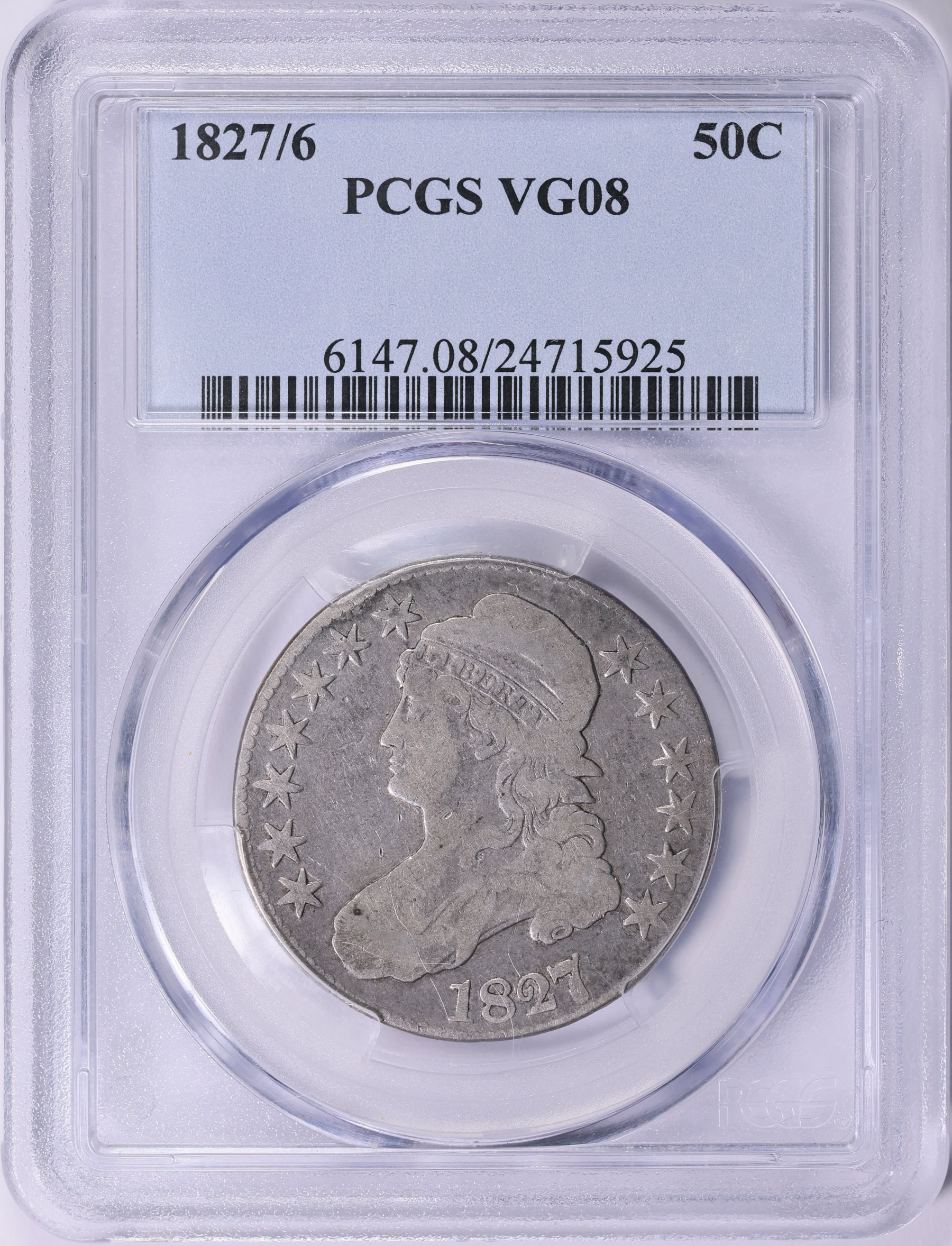 1827/6 Capped Bust Half Dollar PCGS VG-08 (Item 1795731) | GreatCollections Coin Auctions