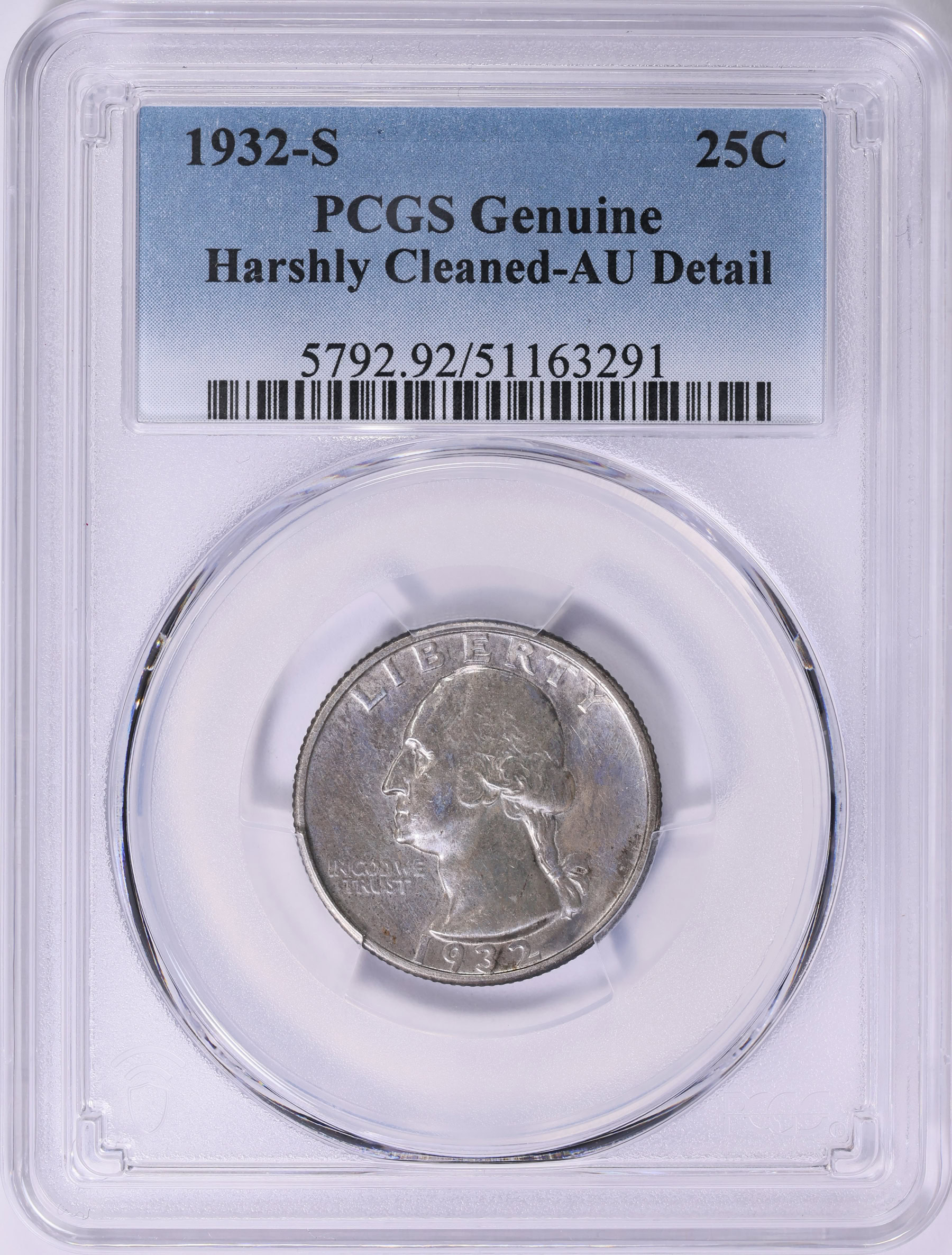 1932-S Washington Quarter PCGS Genuine AU Details (Item 1795791) | GreatCollections Coin Auctions