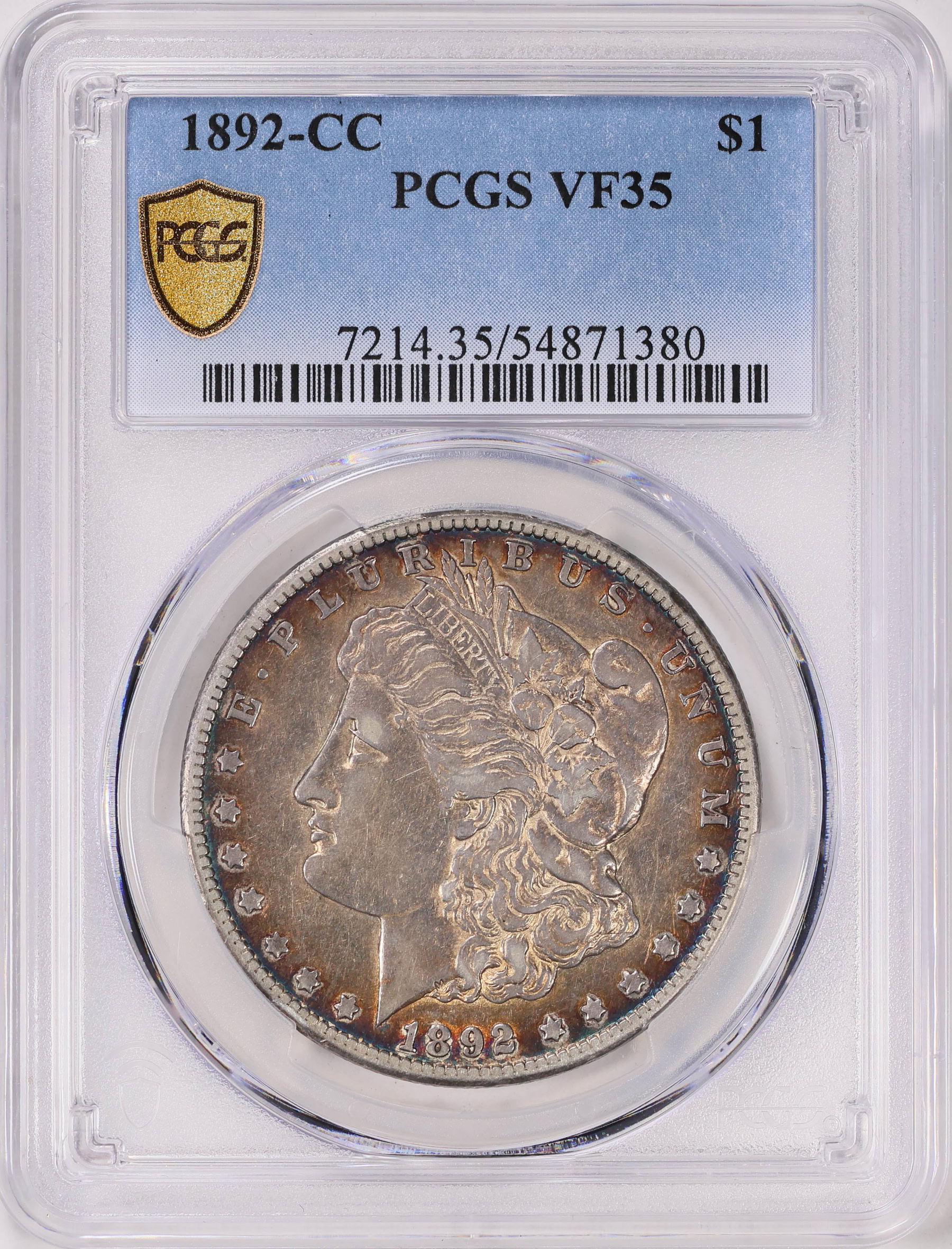 1892-CC Morgan Silver Dollar PCGS VF-35 (Toned) (Item 1795975) | GreatCollections Coin Auctions