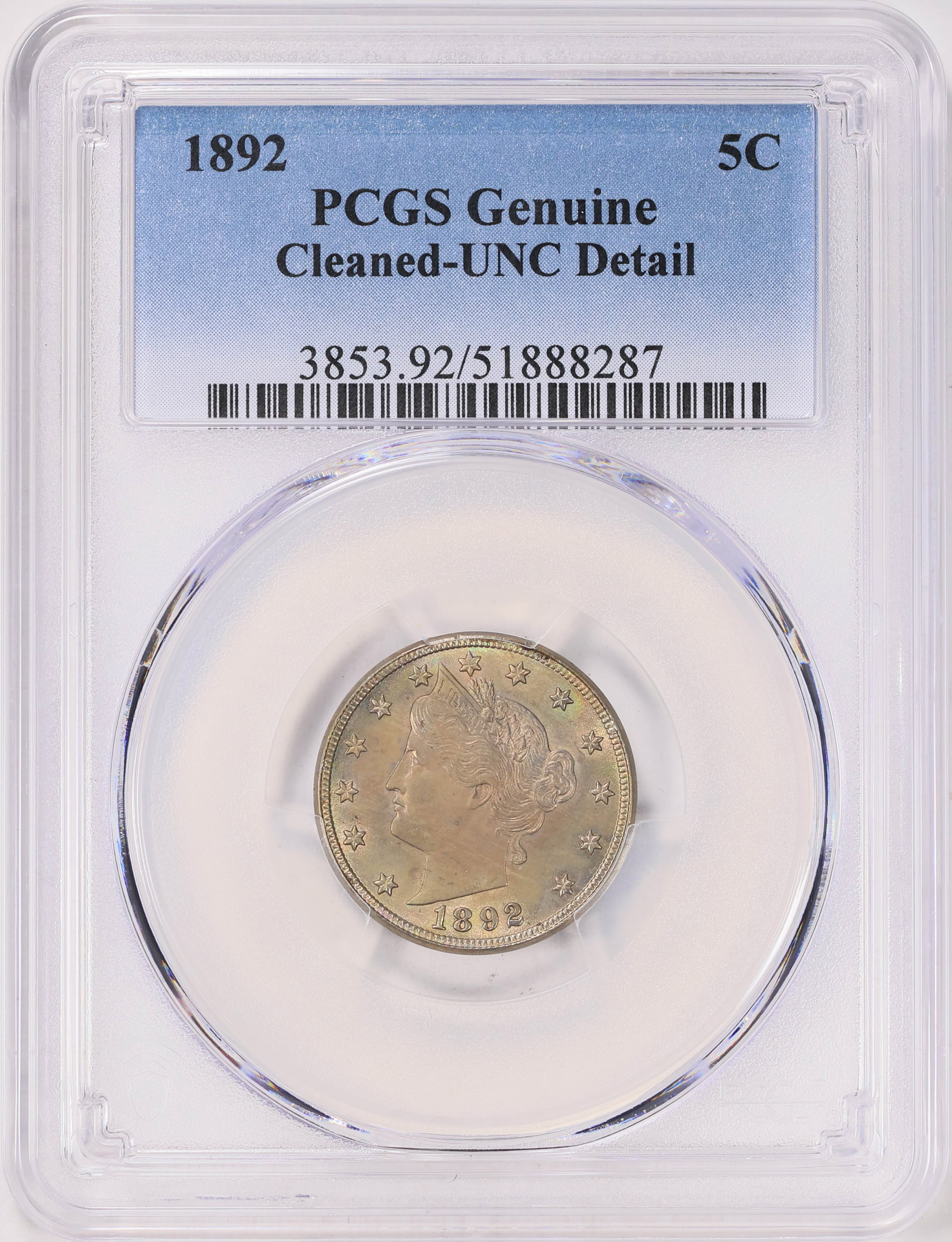 1892 Liberty Nickel PCGS Genuine Unc Details (Item 1795997 ...
