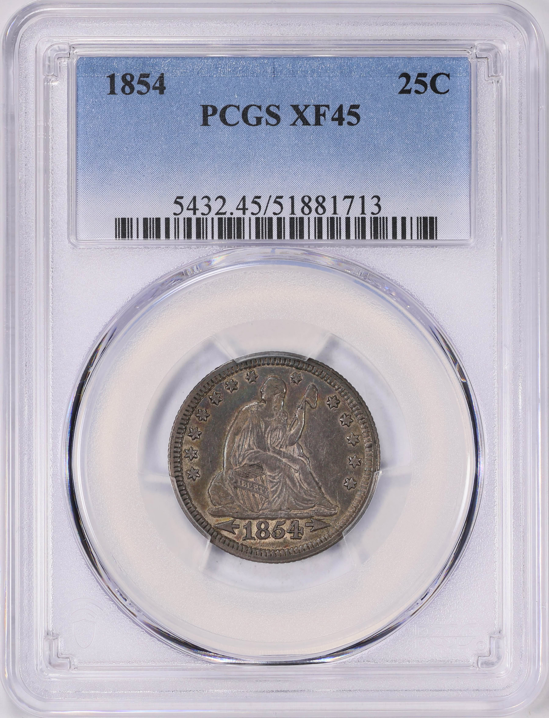 1854 Seated Liberty Quarter Arrows PCGS XF-45 (Item 1796007) | GreatCollections Coin Auctions