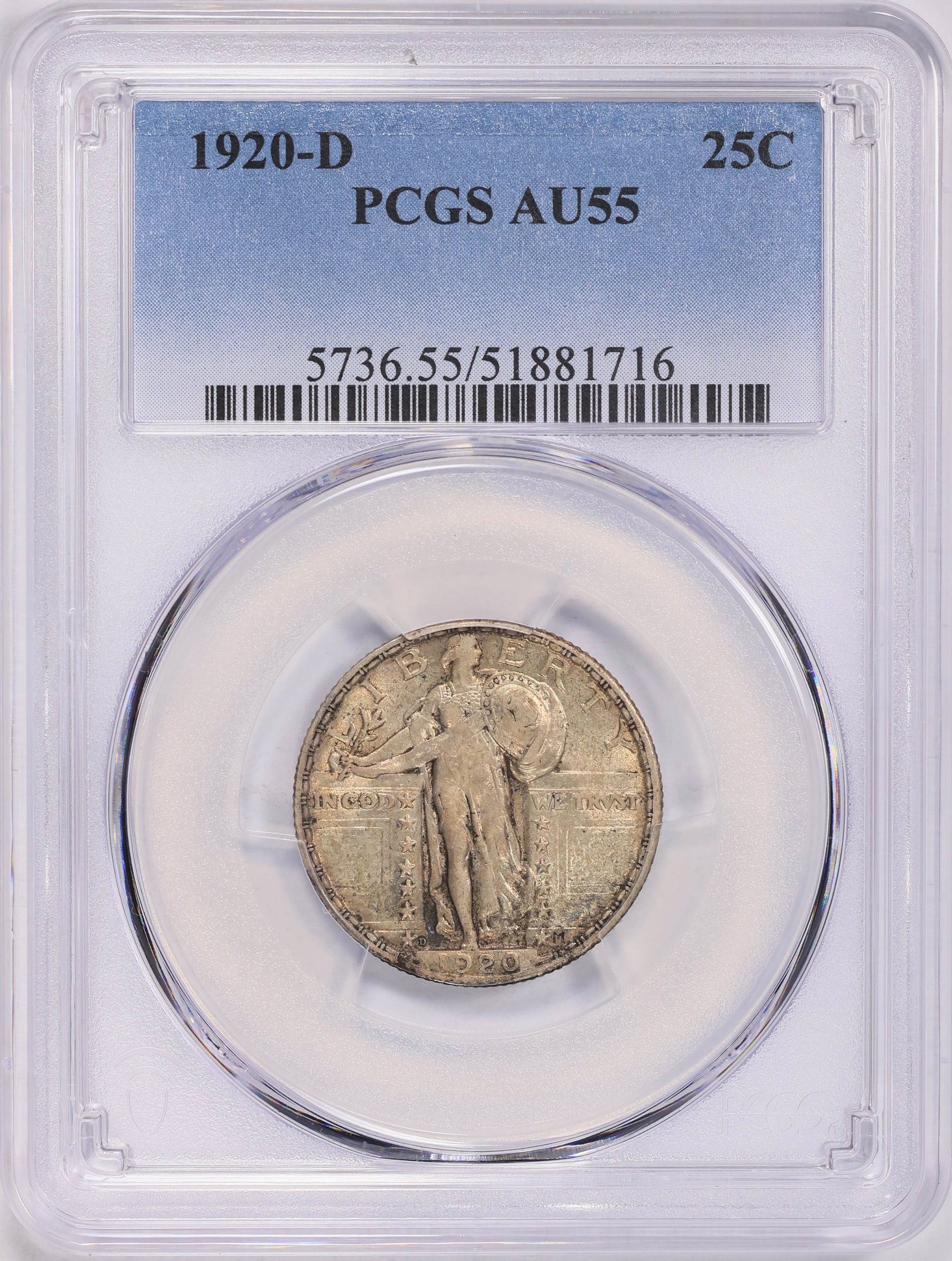 1920-D Standing Liberty Quarter PCGS AU-55 (Item 1796010 ...
