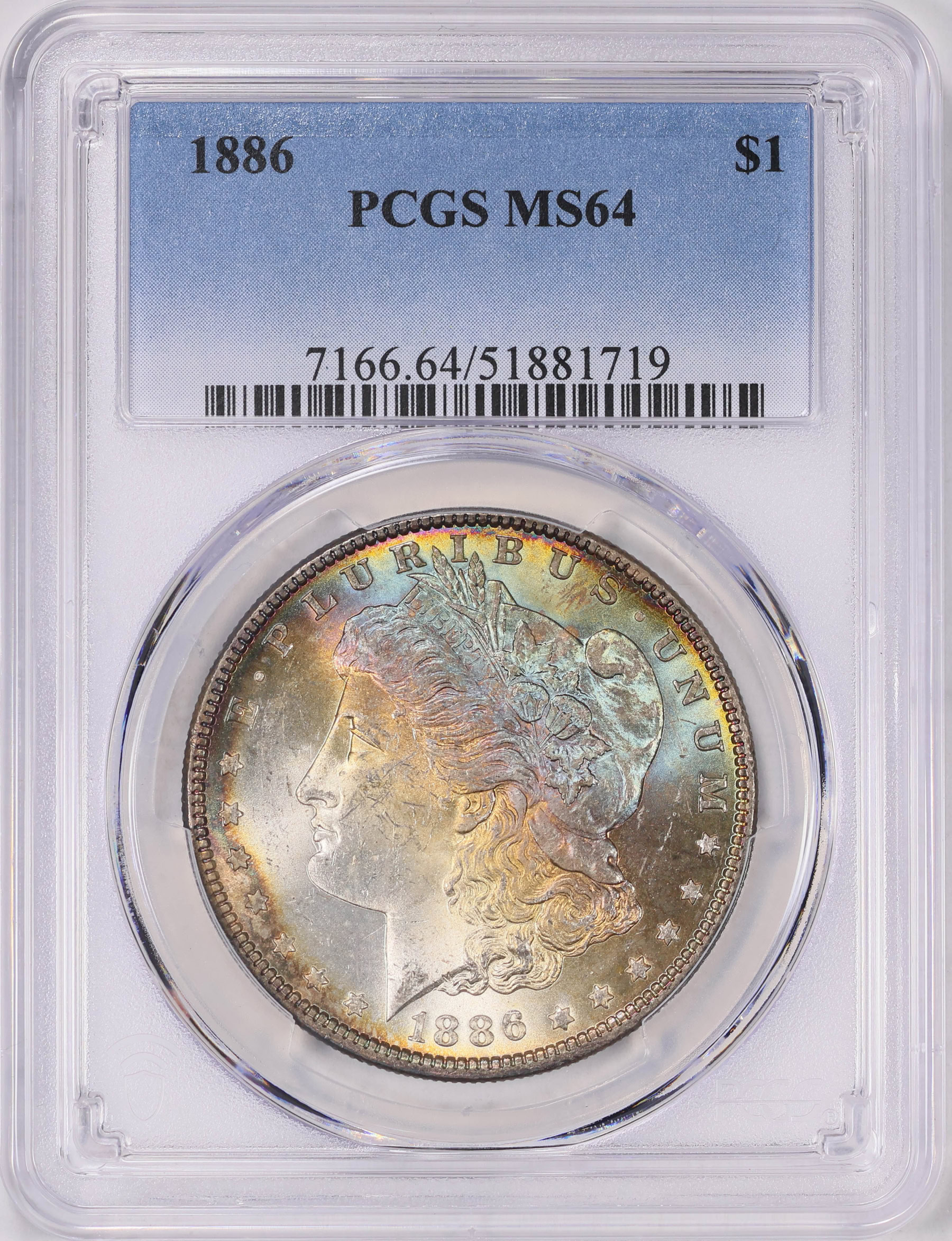1886 Morgan Silver Dollar PCGS MS-64 (Toned) (Item 1796013) | GreatCollections Coin Auctions
