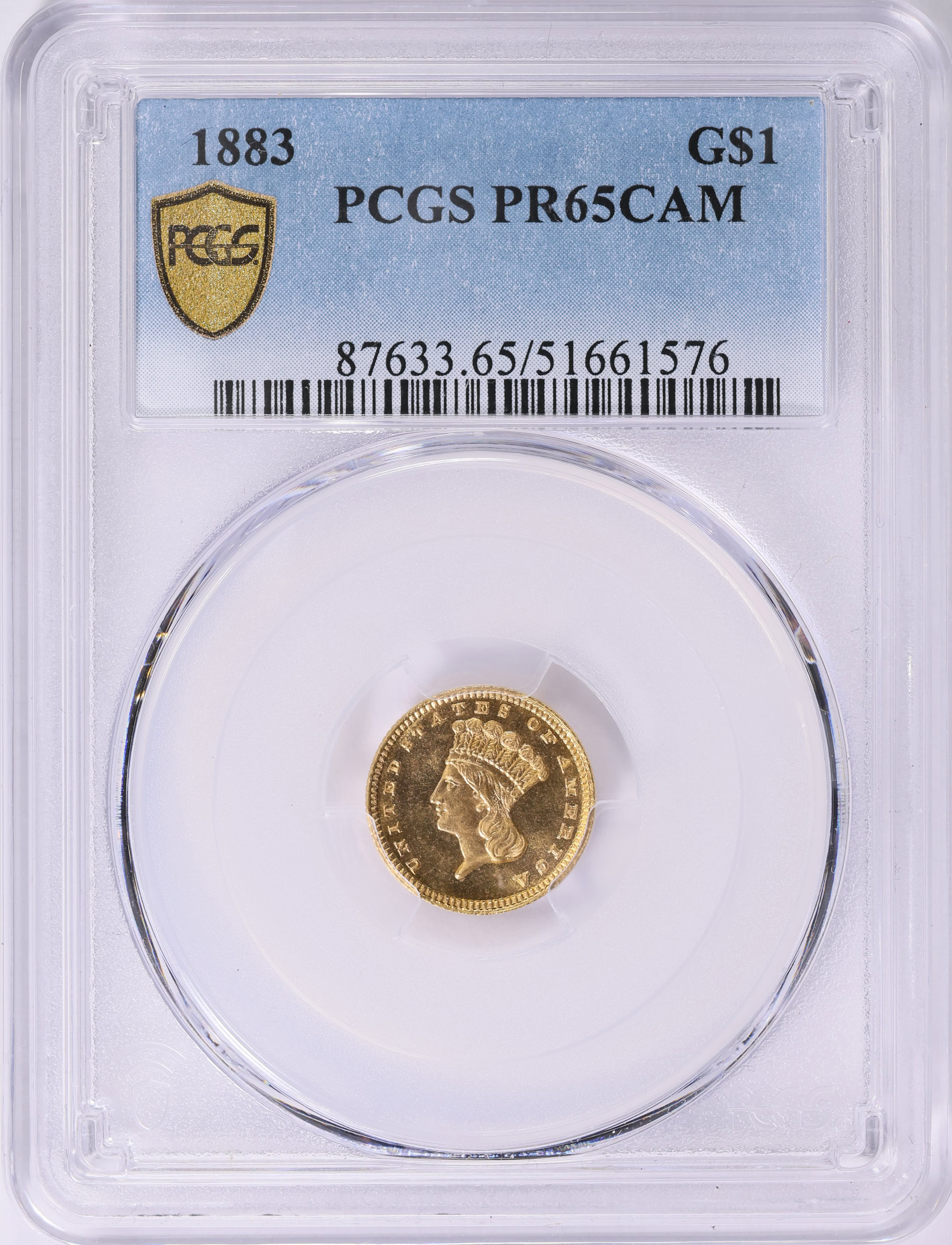 1883 Indian Princess Gold Dollar PCGS Proof-65 CAMEO (Item 1796018 ...