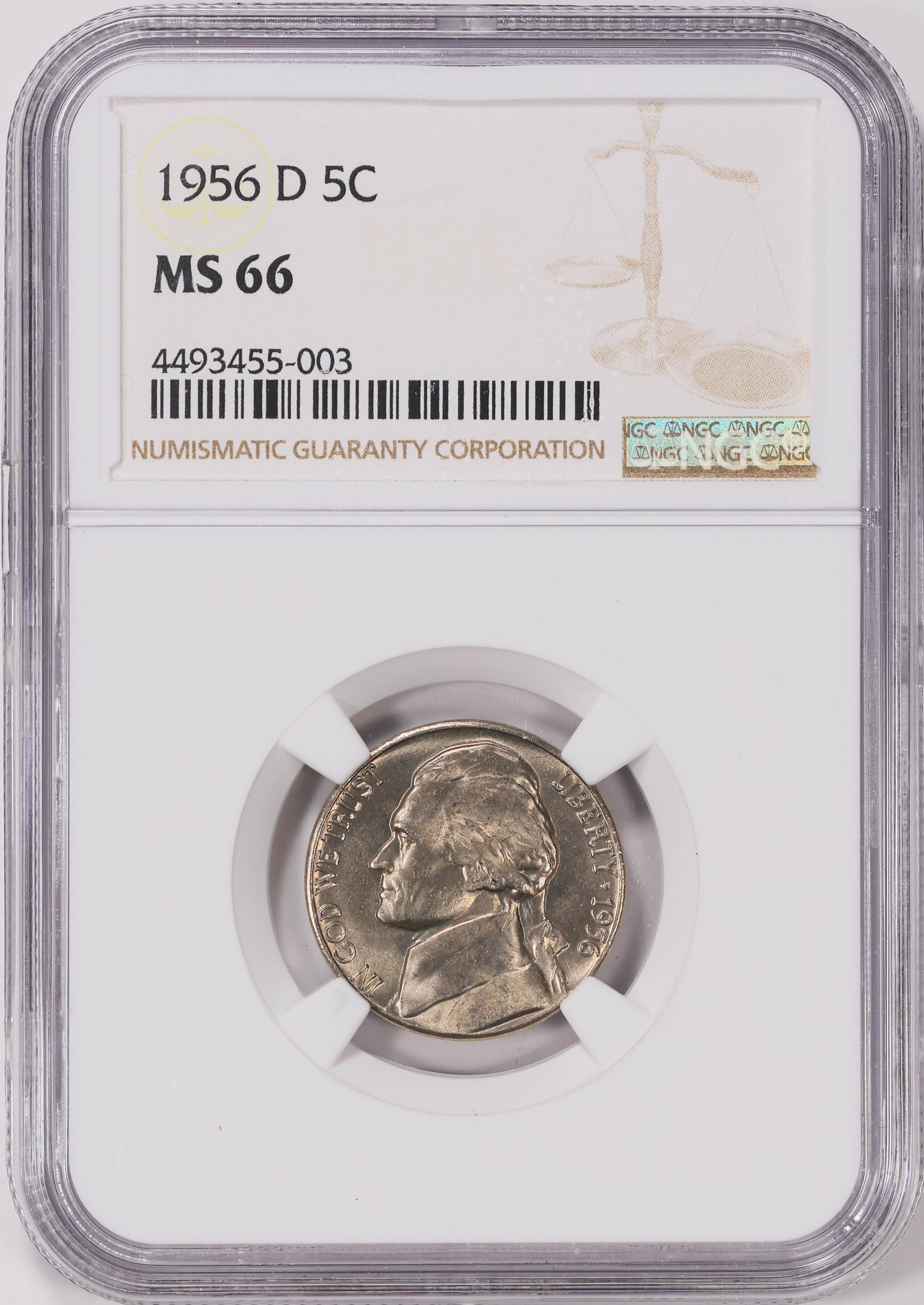 1956-D Jefferson Nickel NGC MS-66 (Item 1796092) | GreatCollections ...