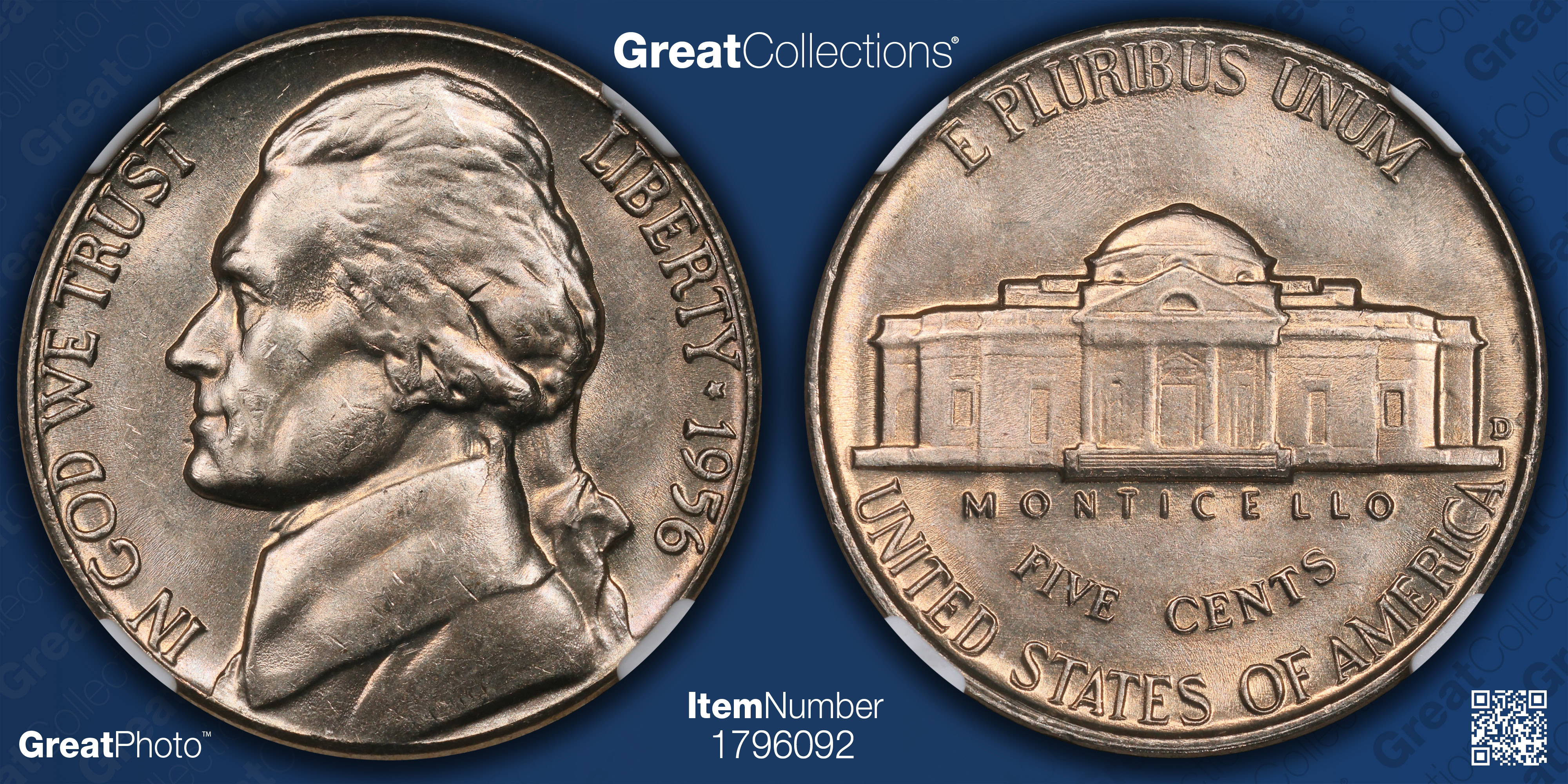 1956-D Jefferson Nickel NGC MS-66 (Item 1796092) | GreatCollections ...