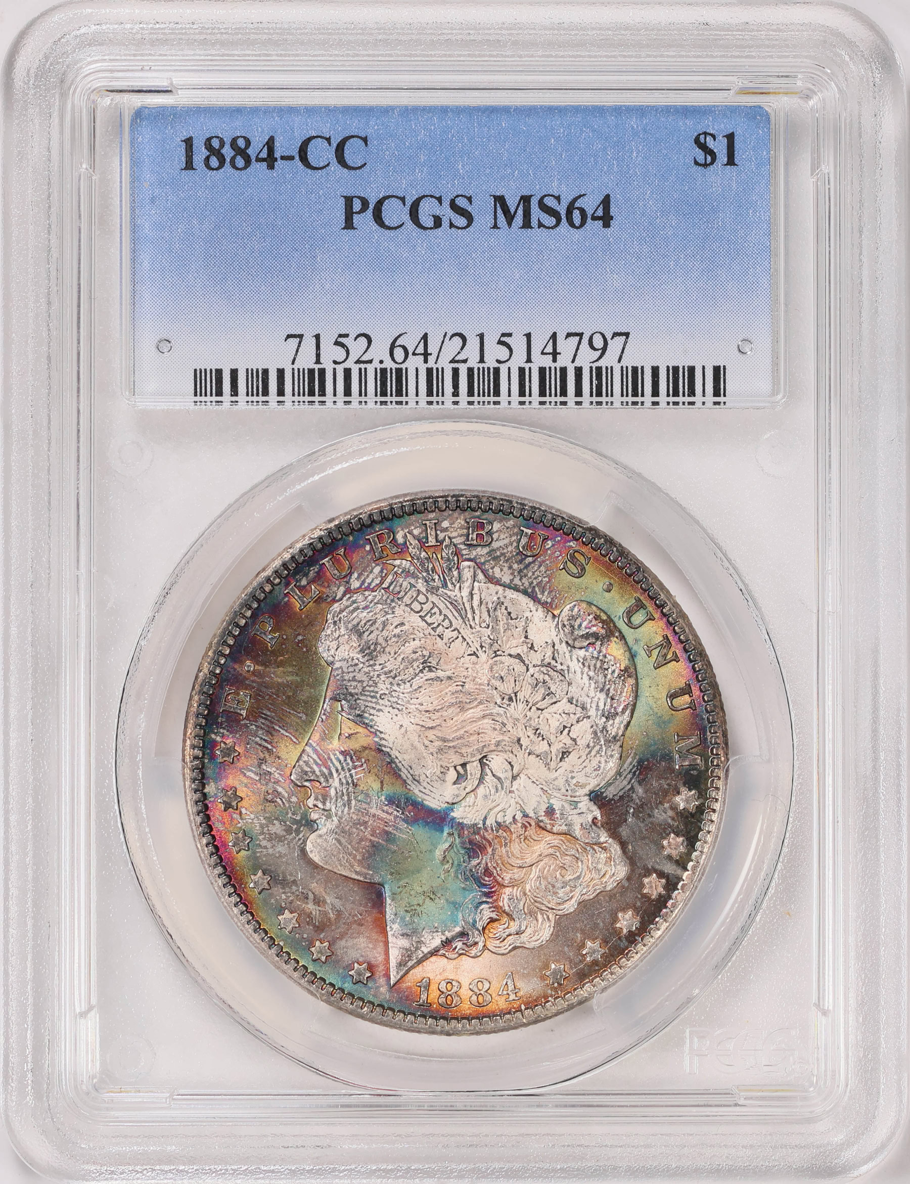 1884-CC Morgan Silver Dollar PCGS MS-64 (Toned) (Item 1796132) | GreatCollections Coin Auctions