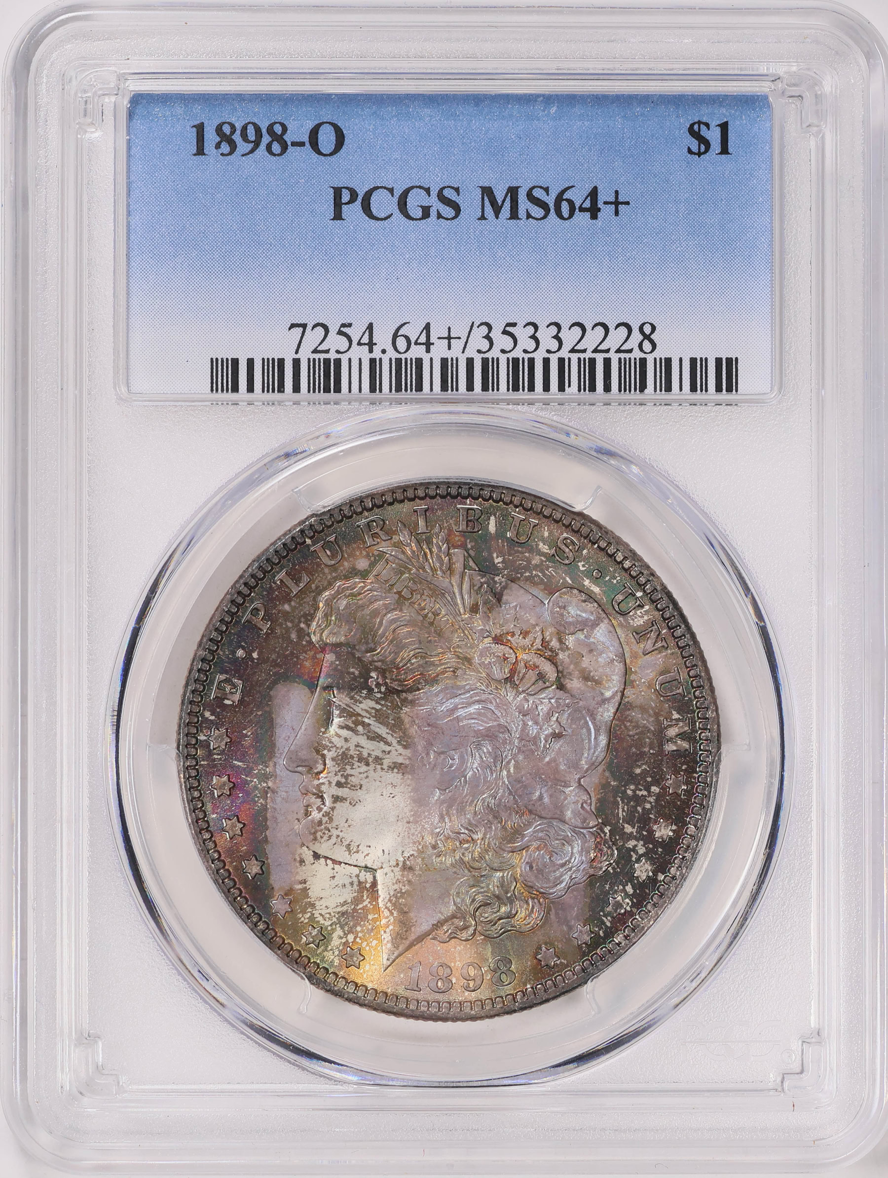 1898-O Morgan Silver Dollar PCGS MS-64+ (Toned) (Item 1796135) | GreatCollections Coin Auctions