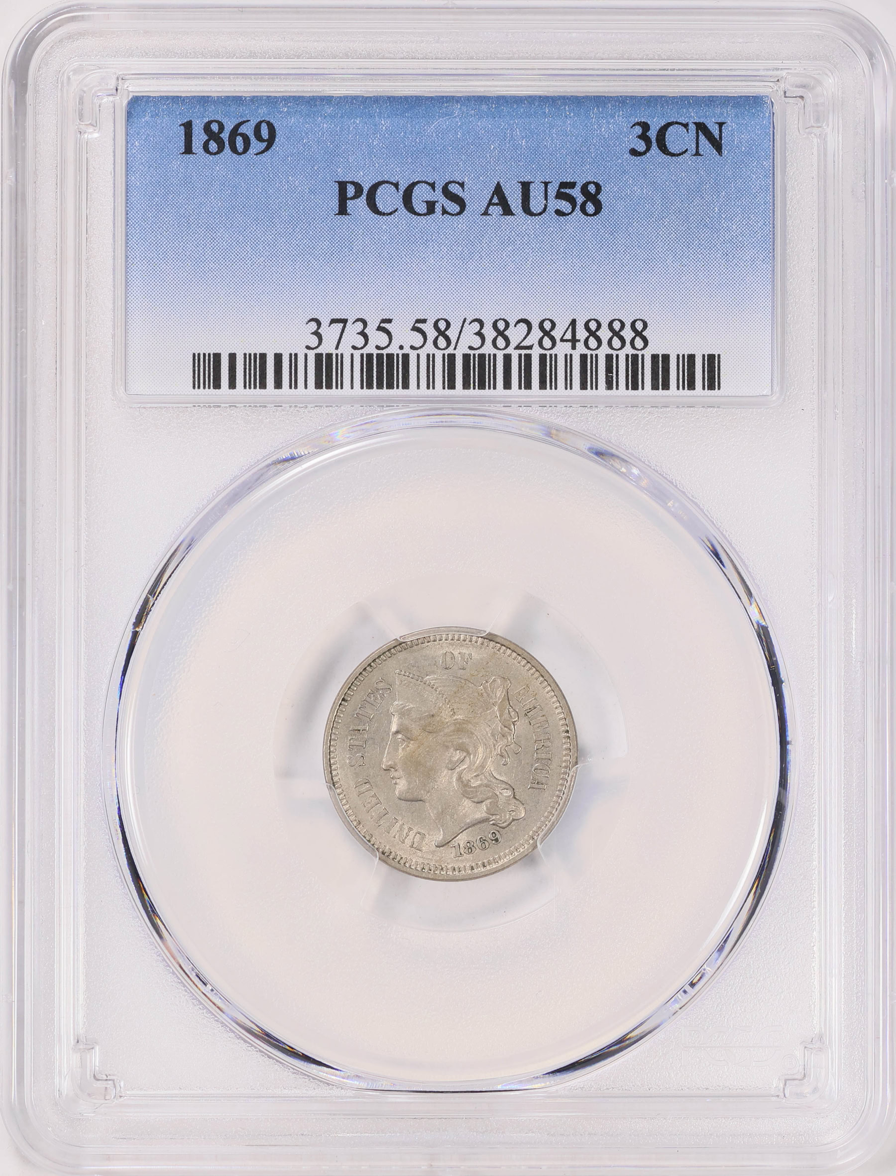 1869 Nickel Three-Cent Piece PCGS AU-58 (Item 1796163 ...