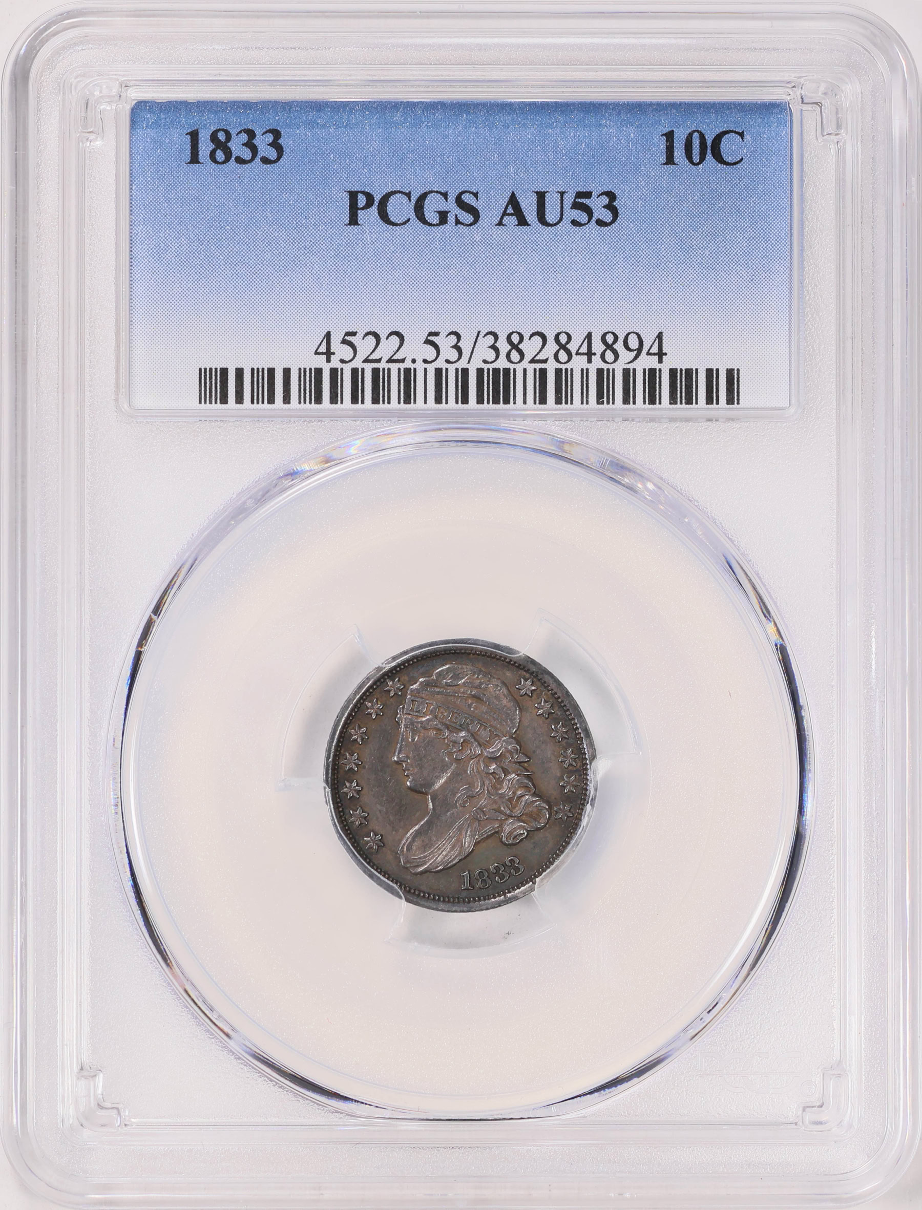 1833 Capped Bust Dime PCGS AU-53 (Item 1796170) | GreatCollections Coin ...